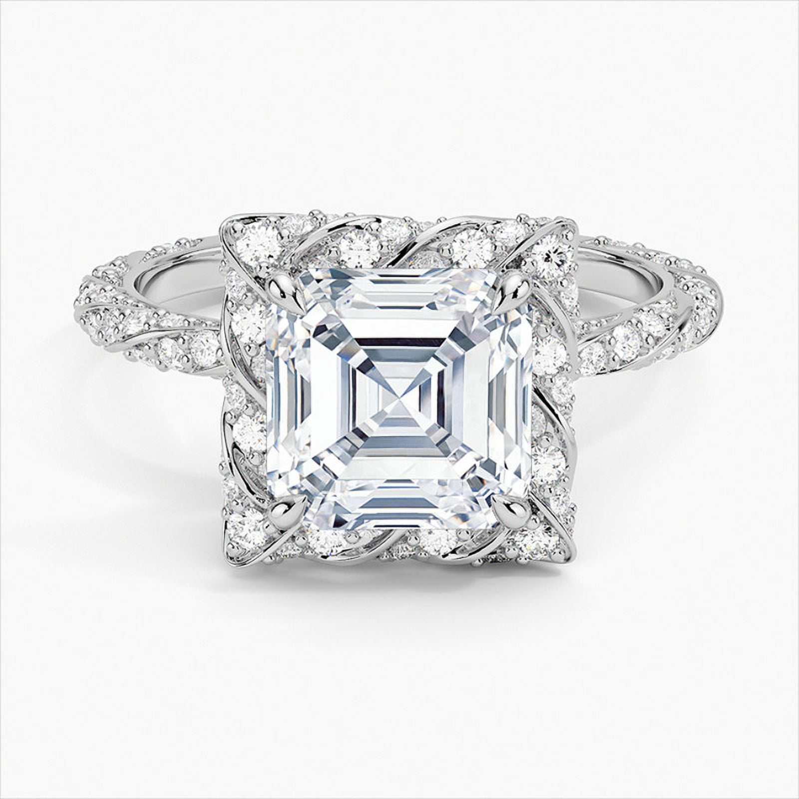 Elise Jewelry Silver 14K White Gold Plated 1.79 Ct Asscher Cut ...