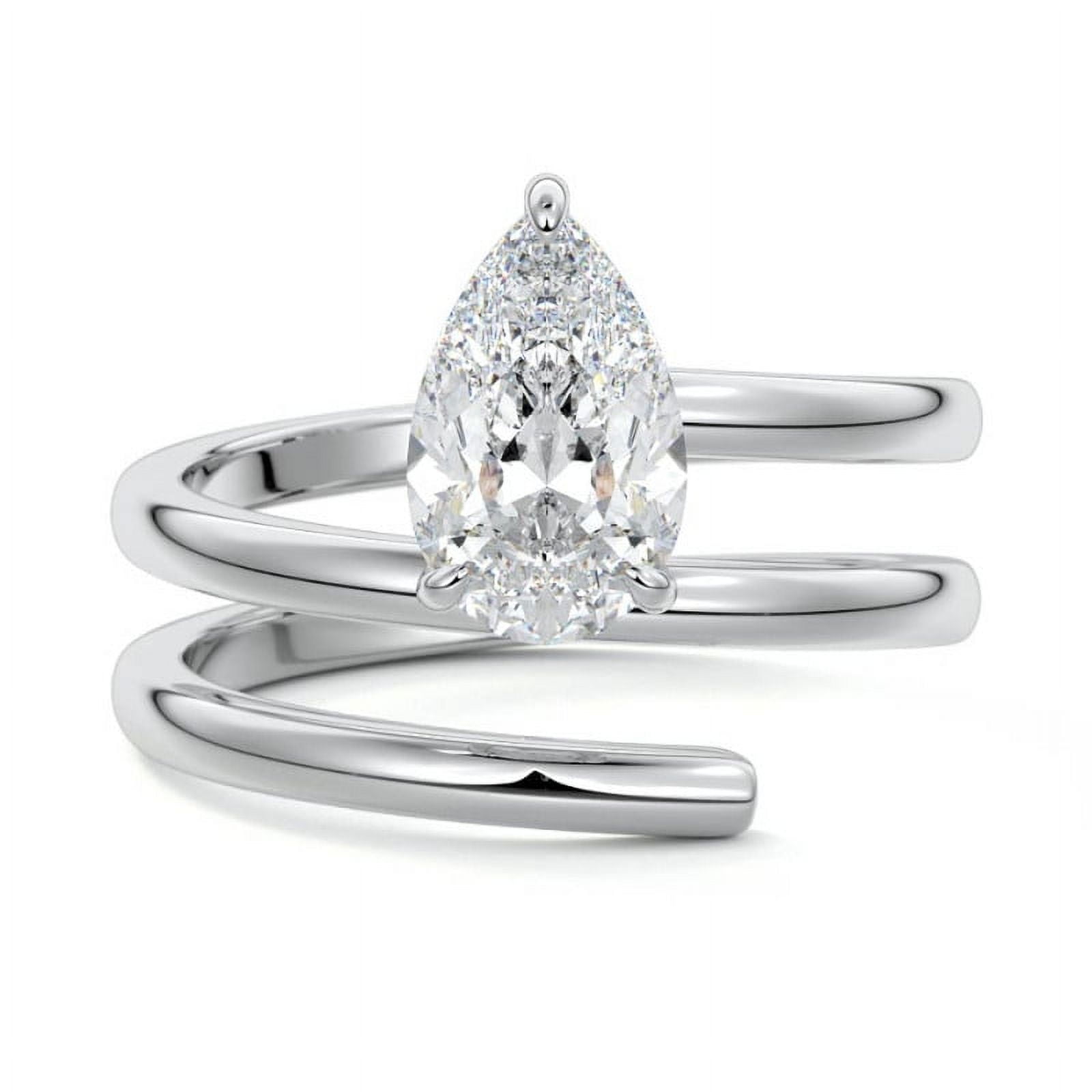 Elise Jewelry Stamped 14K White Gold Plated 1.52 Ct Pear Cut Moissanite Engagement Rings ...