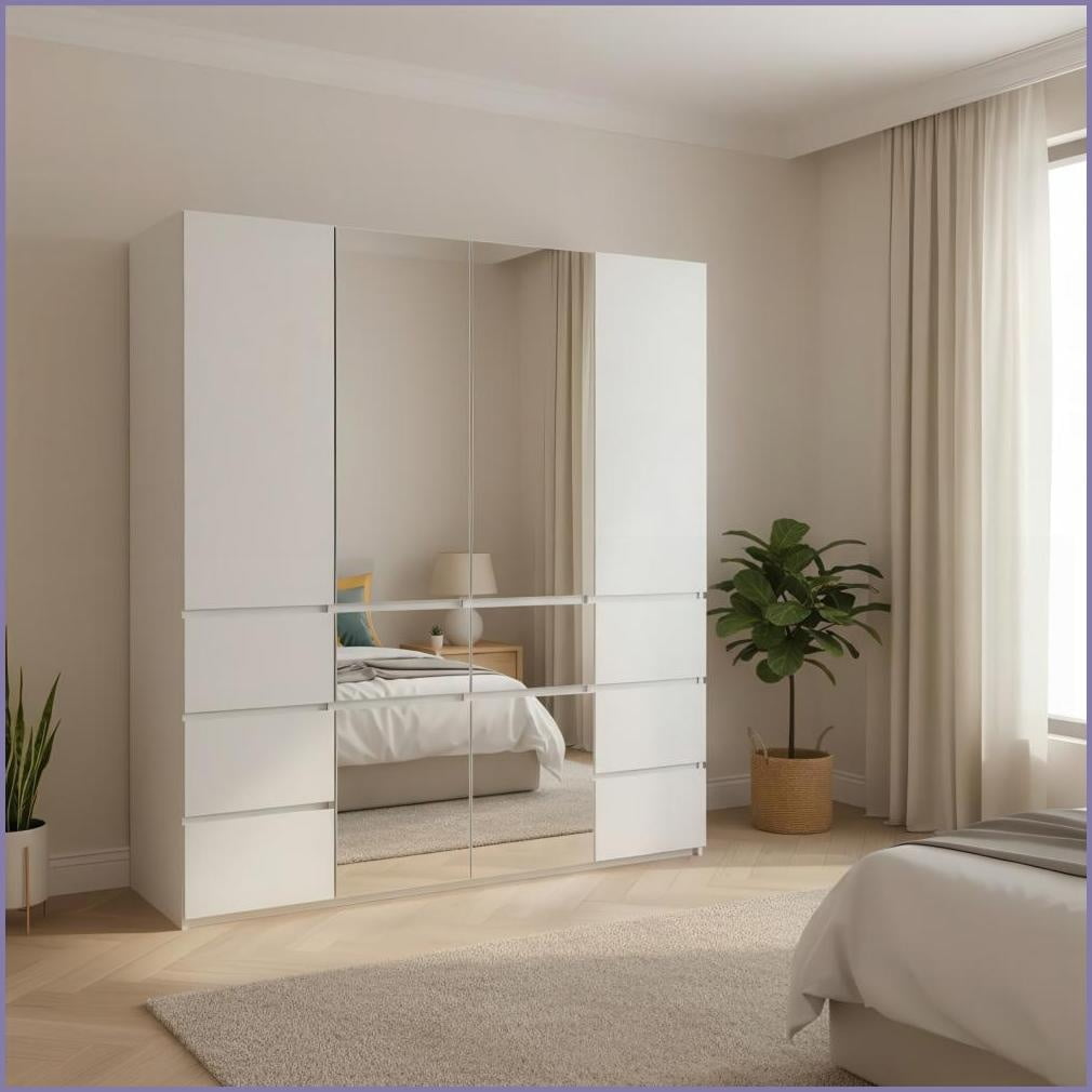Elise Modular Walk-In Closet System with Mirror | White Wood - Walmart.com