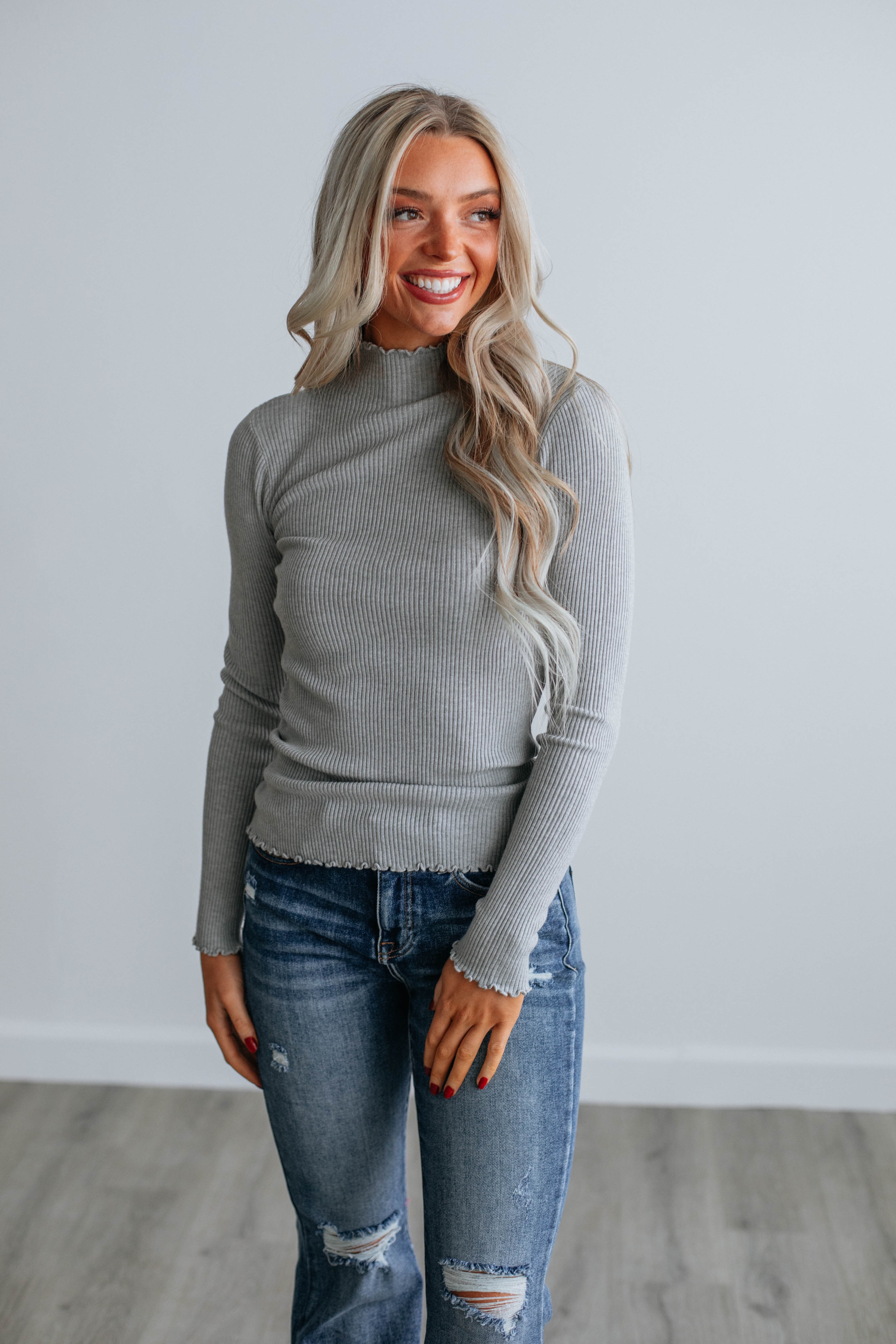 Elise Ribbed Top - Heather Grey - Walmart.com