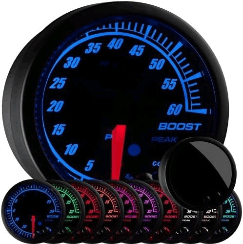 Elite 10 Color 60 PSI Boost Gauge Kit - Includes Electronic Pressure ...
