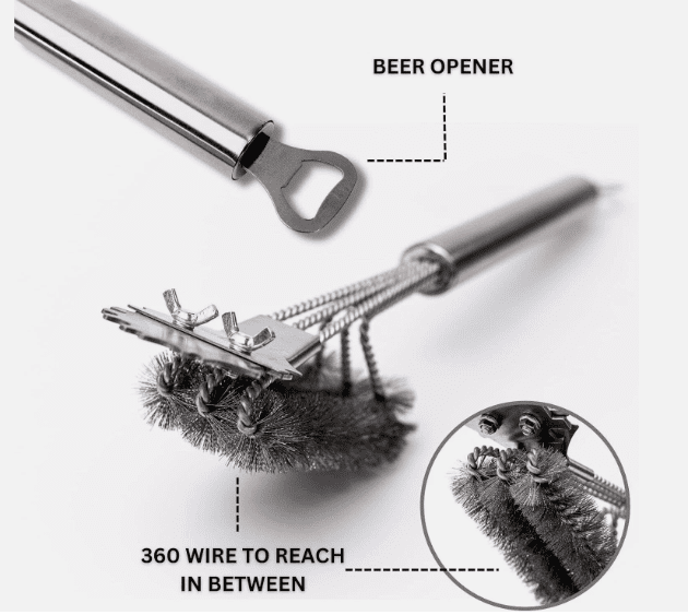 Elite 3-in-1 BBQ Grill Brush Stainless Steel with Scraper & Heat ...