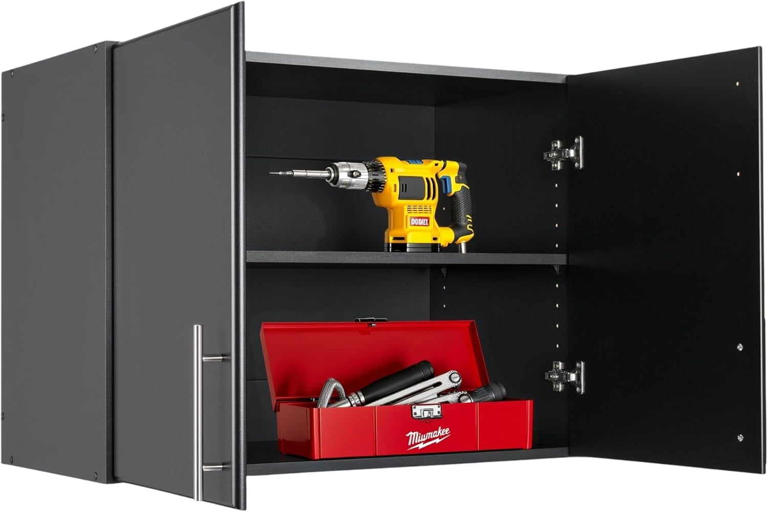 Elite 32 in. 2-Door Engineered Stackable Wall Cabinet in Black ...