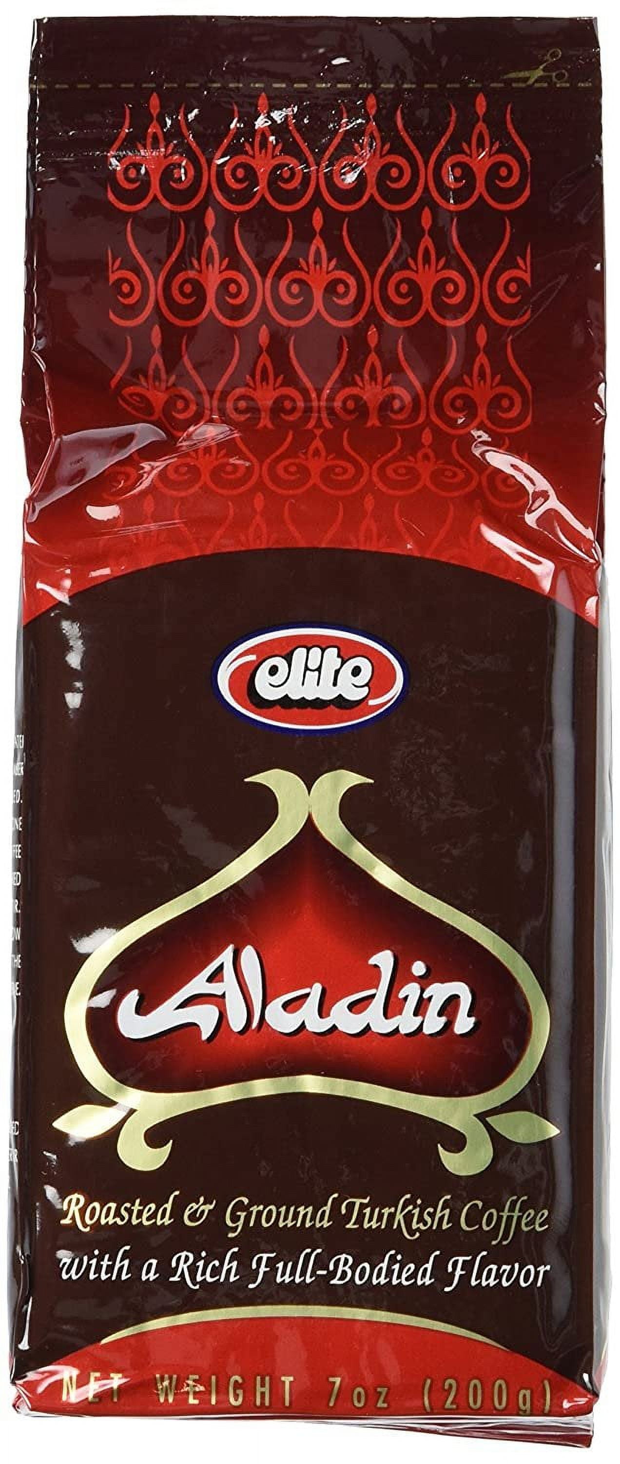 Elite Aladin Turkish Coffee Roasted & Ground, 3oz, Vacuum Packed ...
