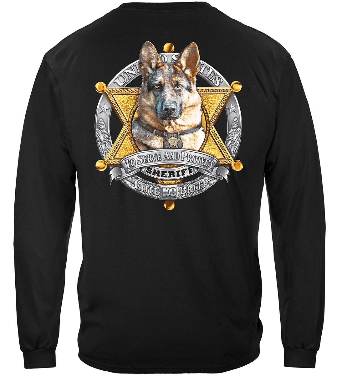 Elite Breed K9 Sheriff Law Enforcement 100% Cotton Black Long Sleeves T ...