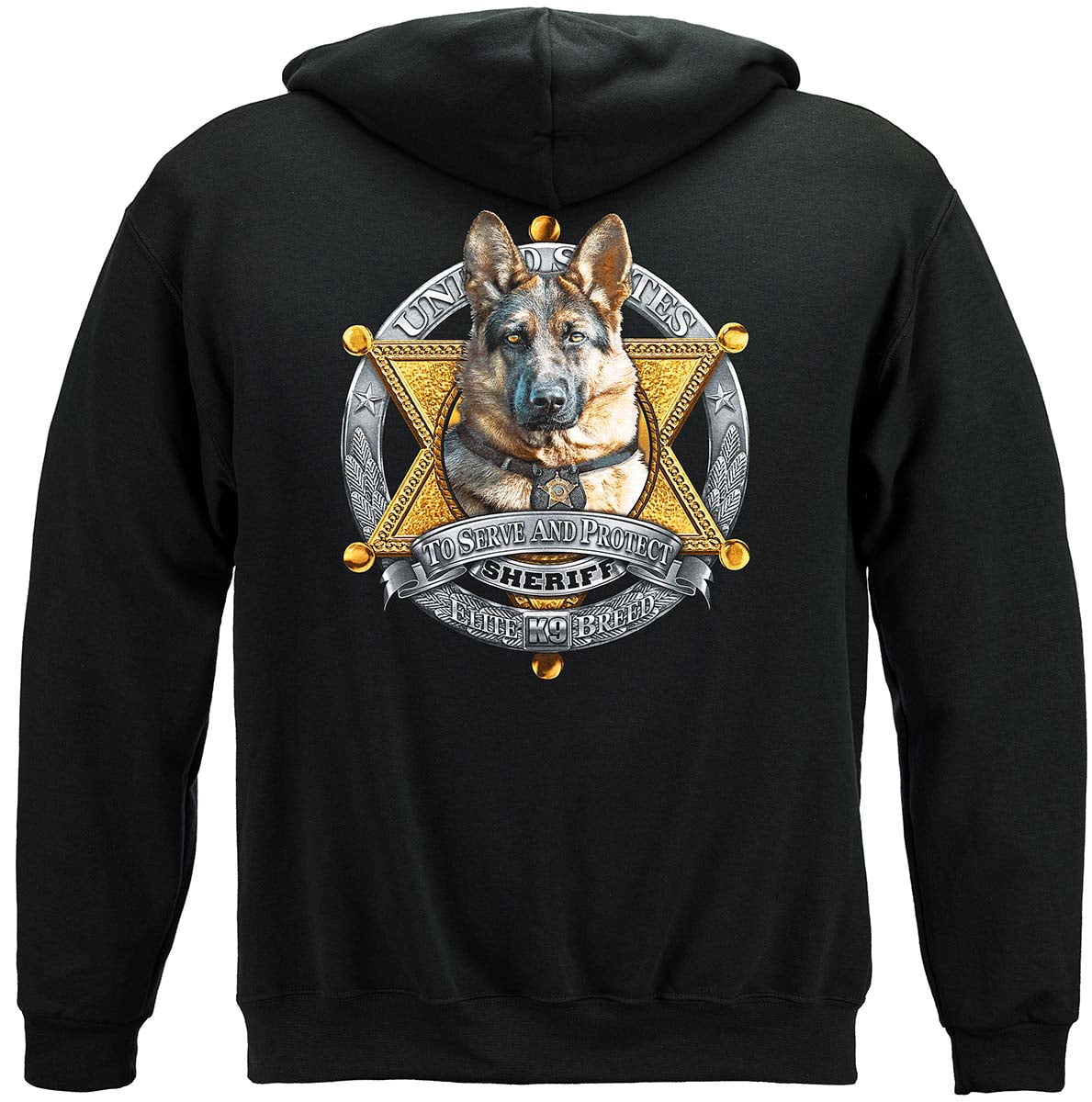 Elite Breed K9 Sheriff Law Enforcement 8oz 50/50 Black Hooded Sweat ...