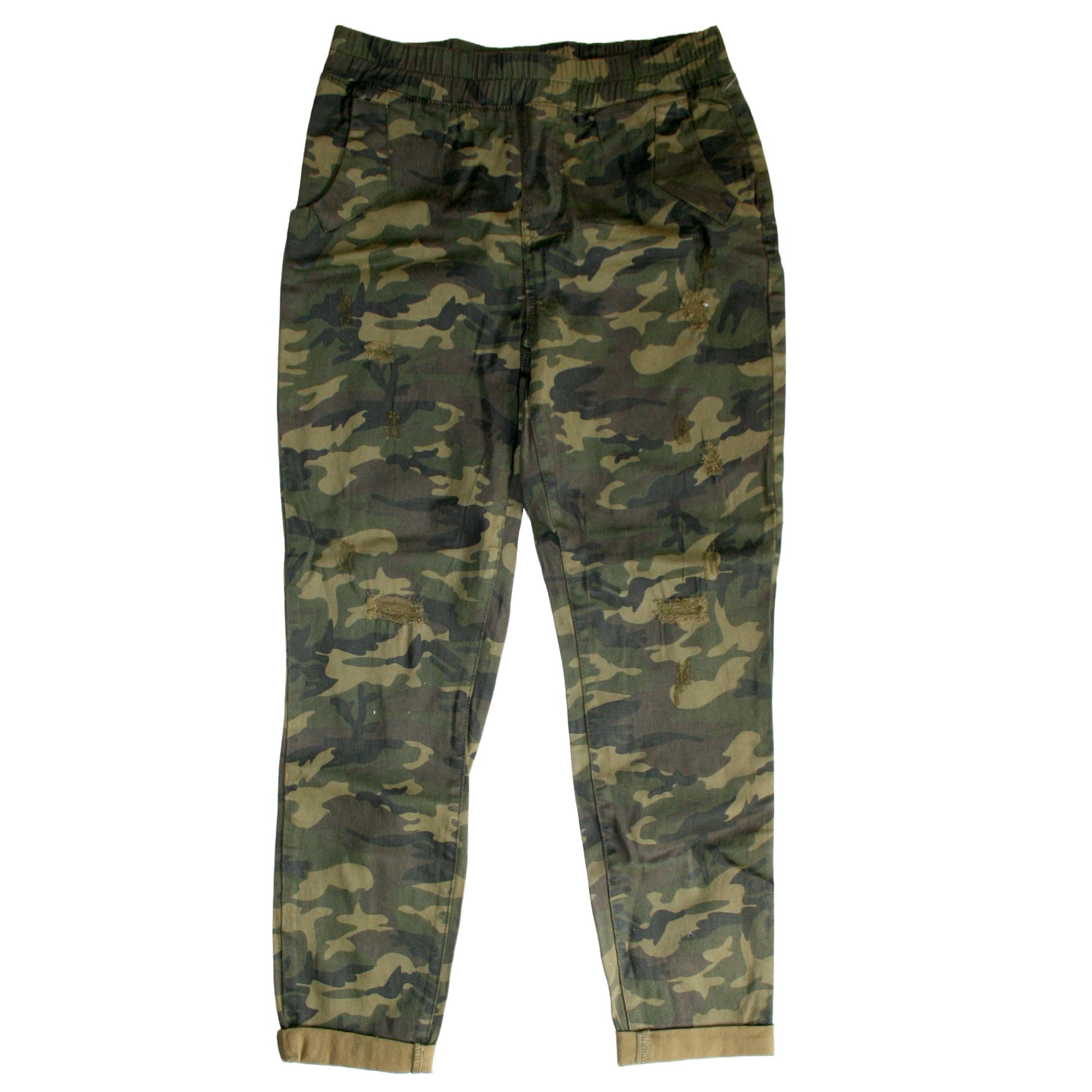 Elite Camouflage Elastic Waist Distressed Pull-On Jogger Women's Size ...