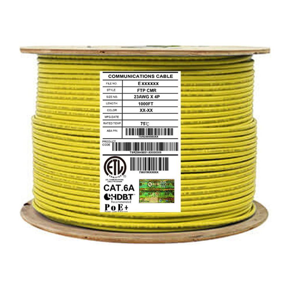 Elite Cat6a Shielded Riser (CMR), 1000ft, 650MHz, 23AWG, F/UTP, Solid ...