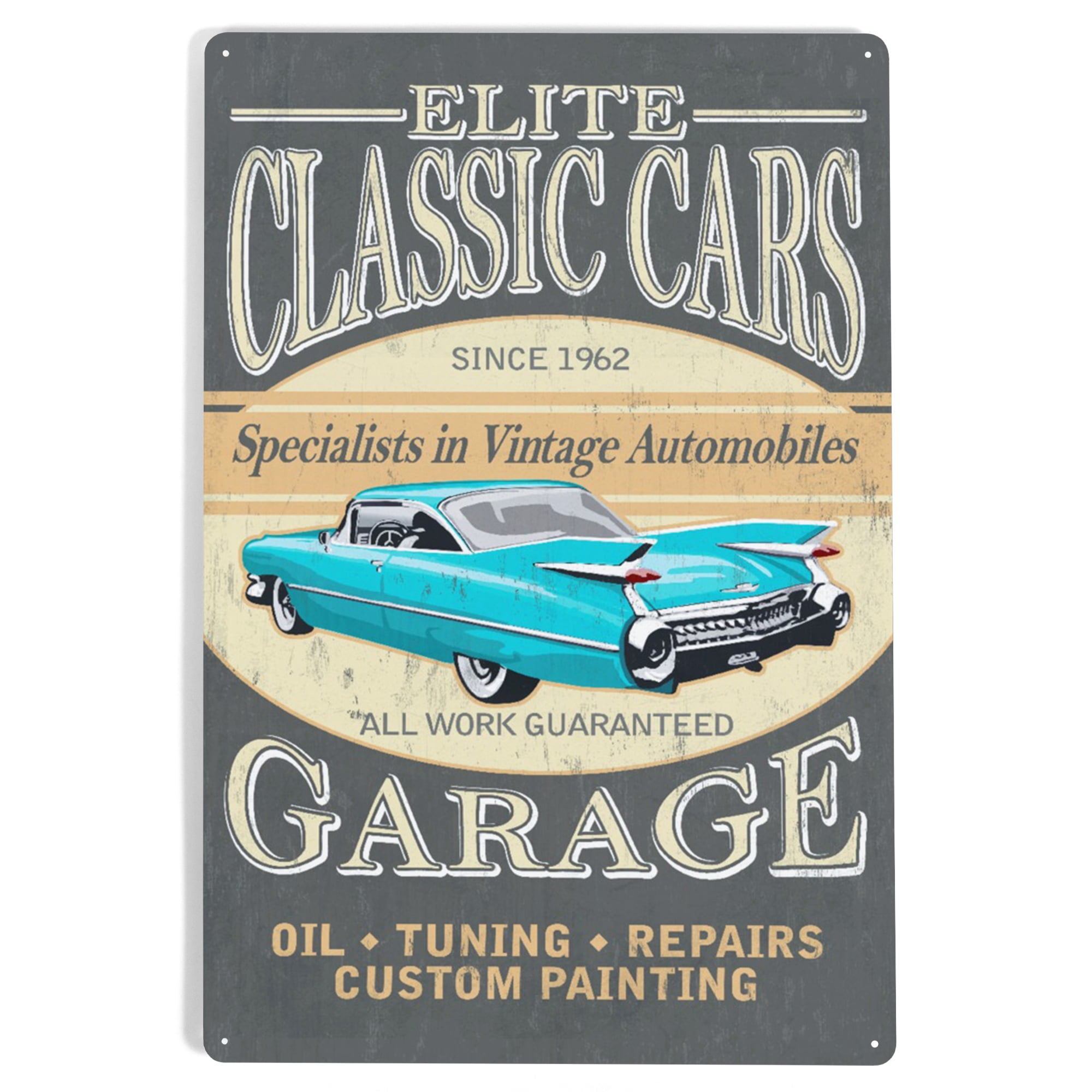 Elite Classic Cars Garage, Vintage Sign (12x18 Aluminum Art, Indoor Outdoor Metal Sign Decor ...