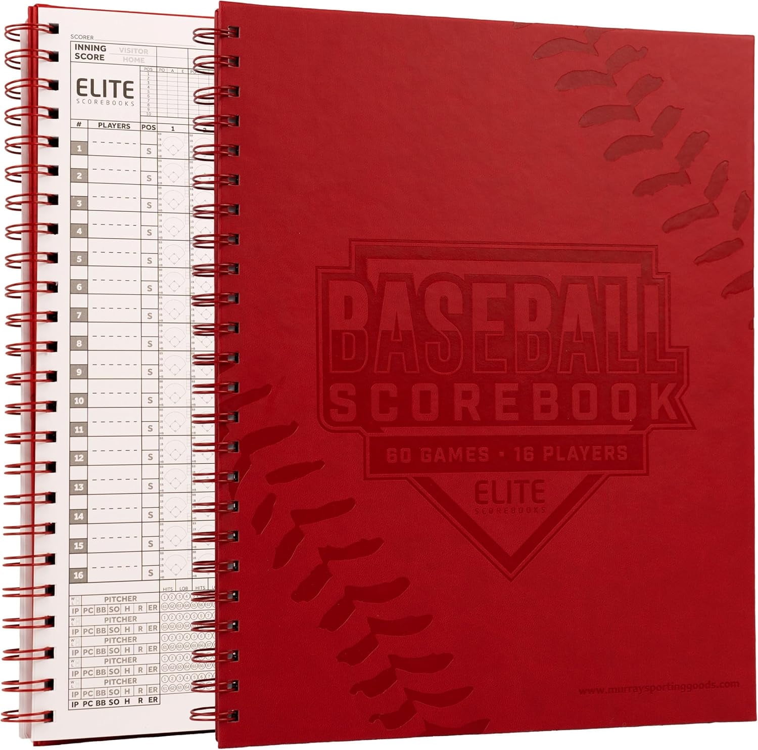 Elite Clipboards Baseball Softball Scorebook, 60 Games, Spiral Bound ...