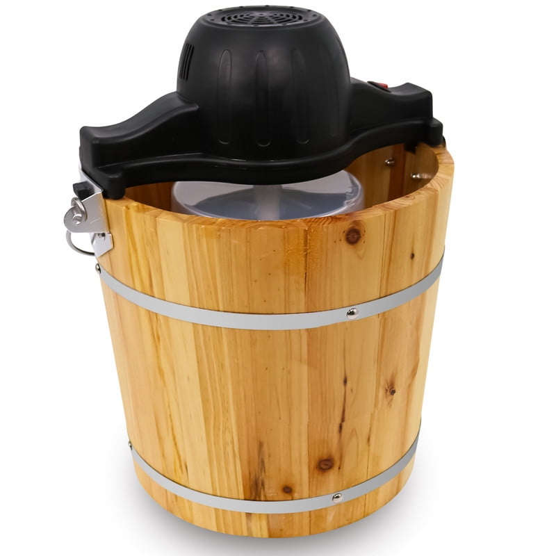 Elite Cuisine 4Qt. Old Fashioned Pine Bucket Electric/Manual Ice Cream ...
