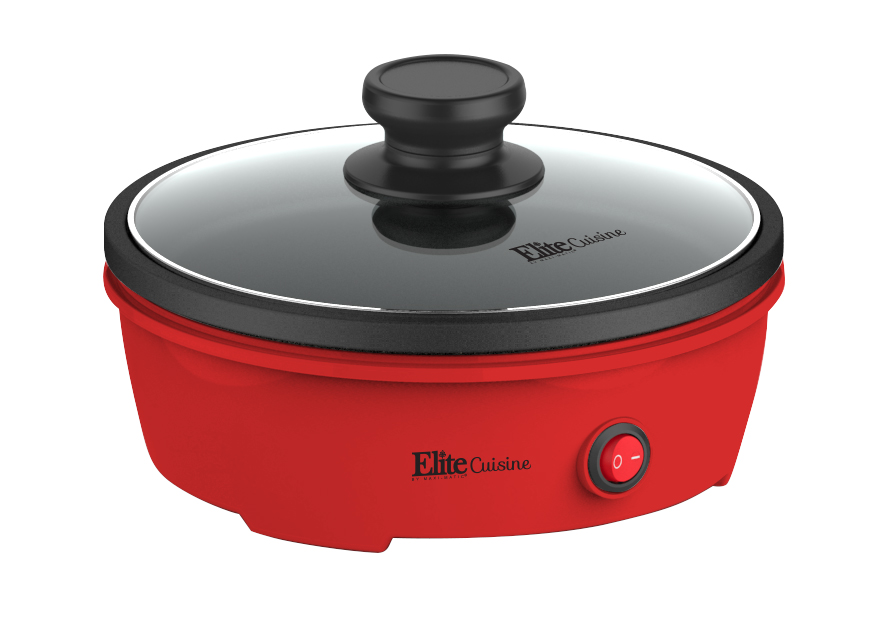 "Elite Cuisine 8.5"" Personal Skillet with Glass Lid, Compact Cooker ...