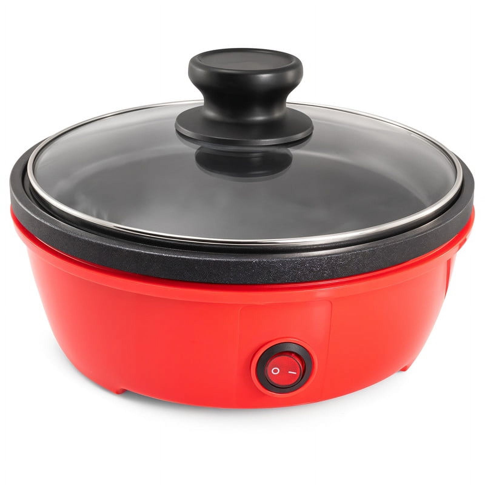 Elite Cuisine EGL5101 8.5" Round Personal Skillet with Glass lid, Red ...