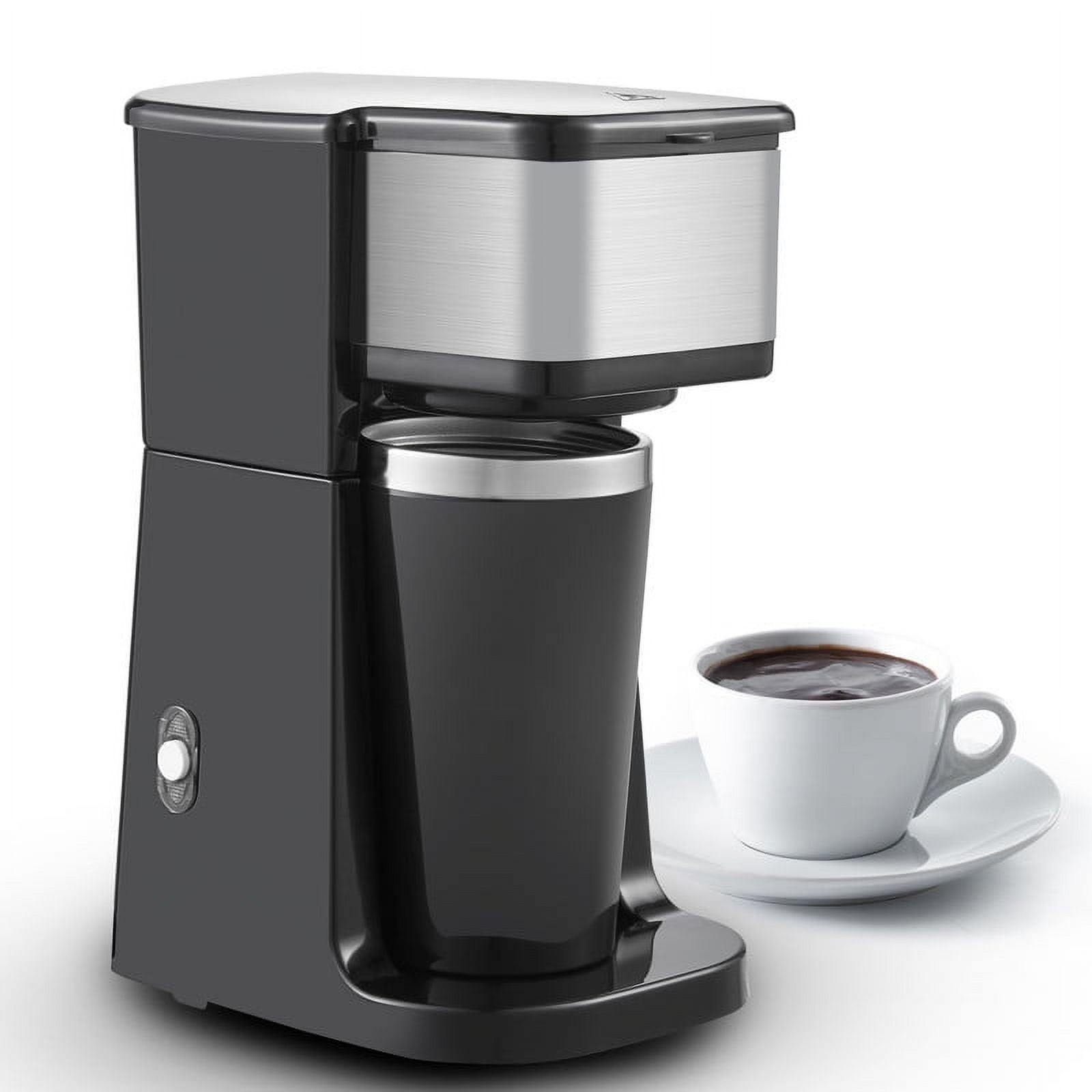 Elite Cuisine EHC541 Black with Stainless Steel 1-Cup Personal Coffee ...