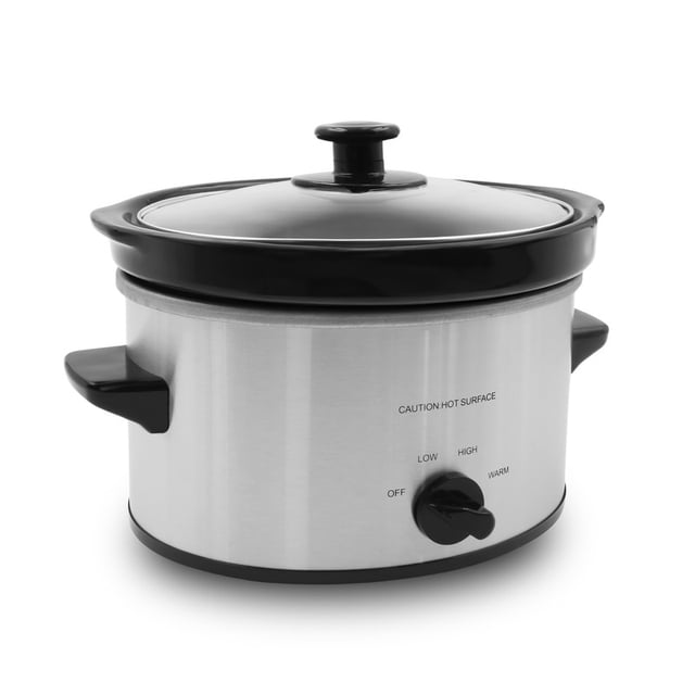 Elite Cuisine MST577 2 Qt Oval Stainless Steel Slow Cooker - Walmart.com