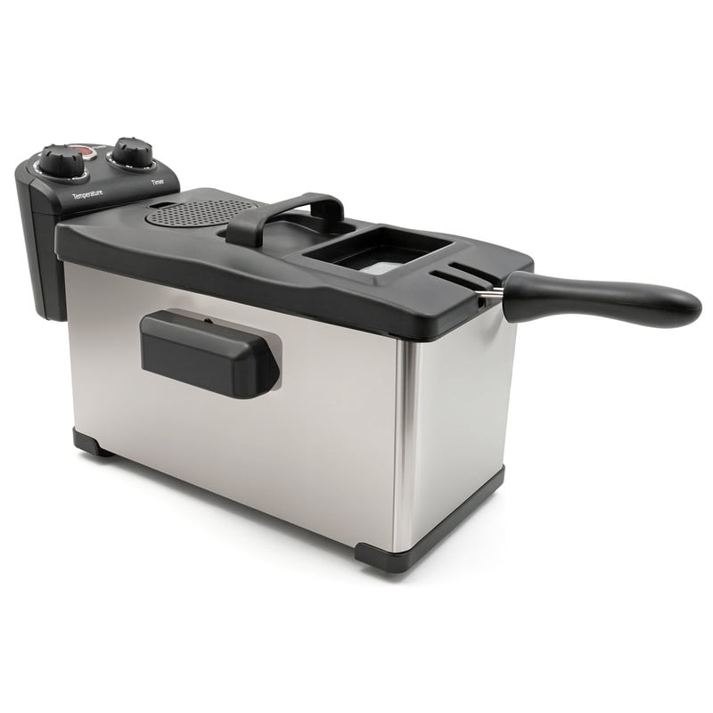 Elite Cuisine Stainless Steel 3.5Qt. Immersion Deep Fryer with Timer ...
