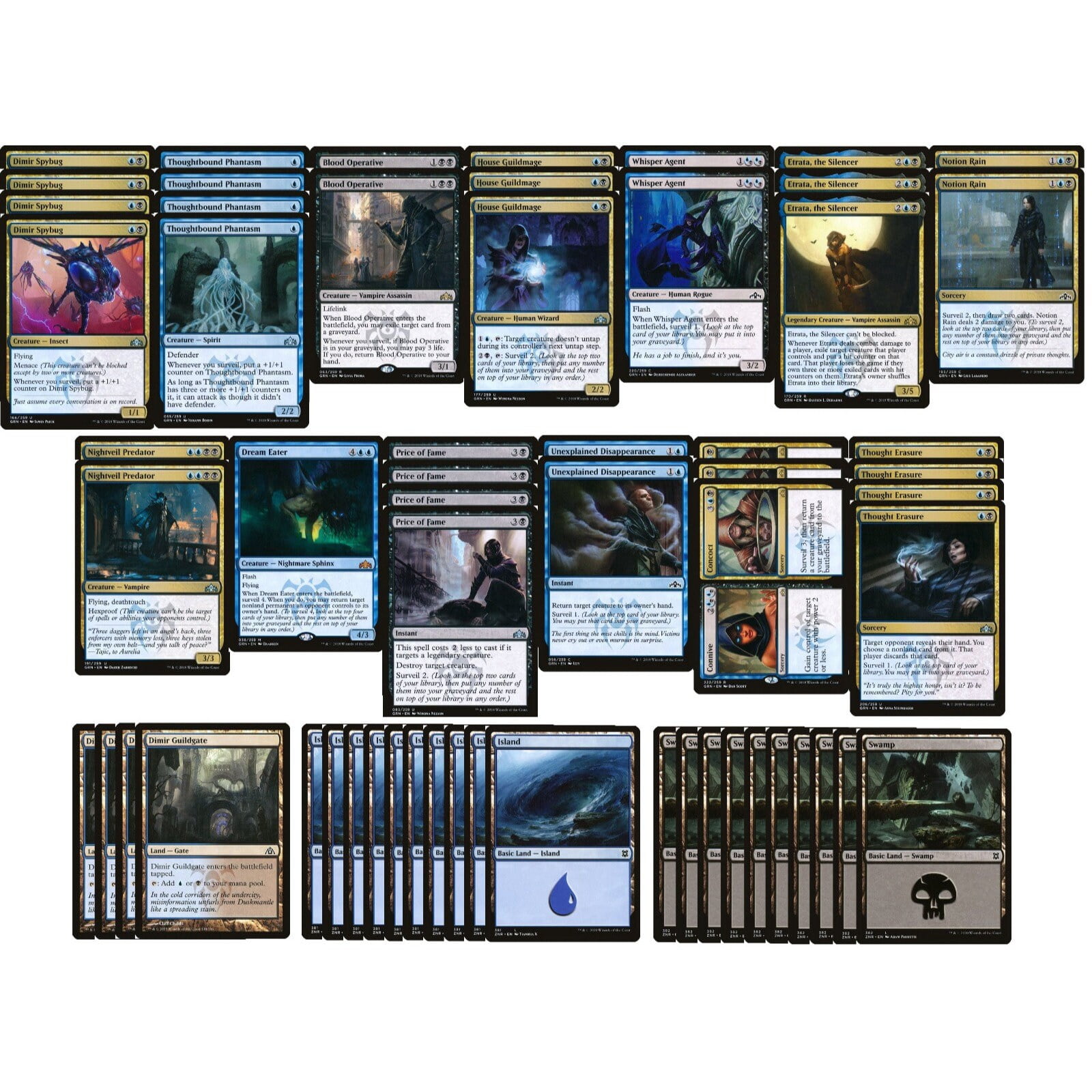Elite Dimir Surveil Deck - Modern Legal Blue Black - 60 Card - GRN ...