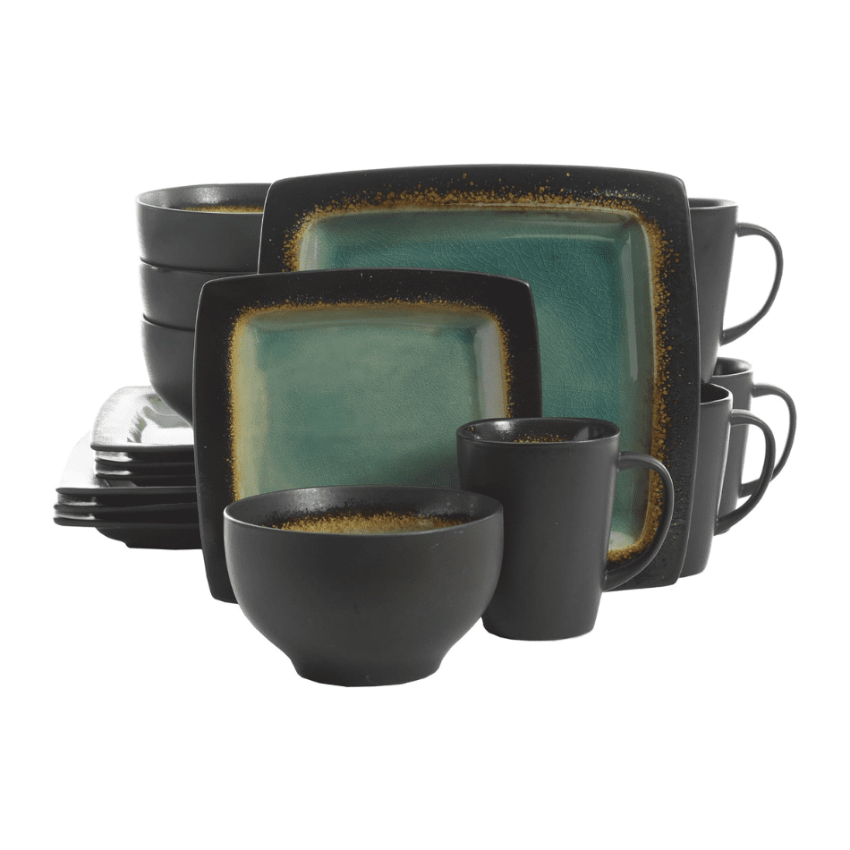 Elite Dinnerware Set, Teal, Service for 4 (16pcs) - Walmart.com