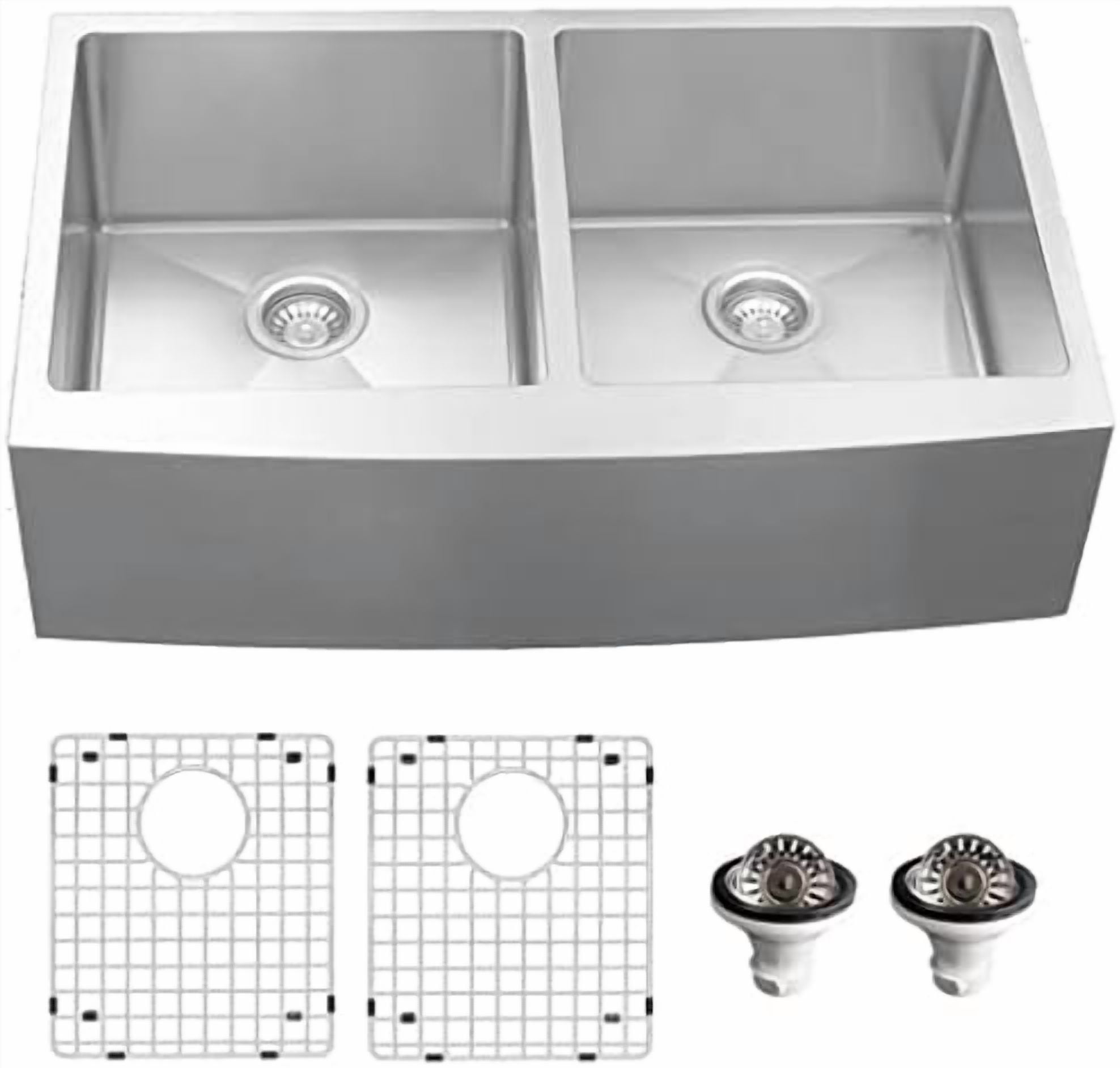 Elite EL-88 Apron-Front Stainless Steel 36 in. 16-Gauge Double Bowl ...