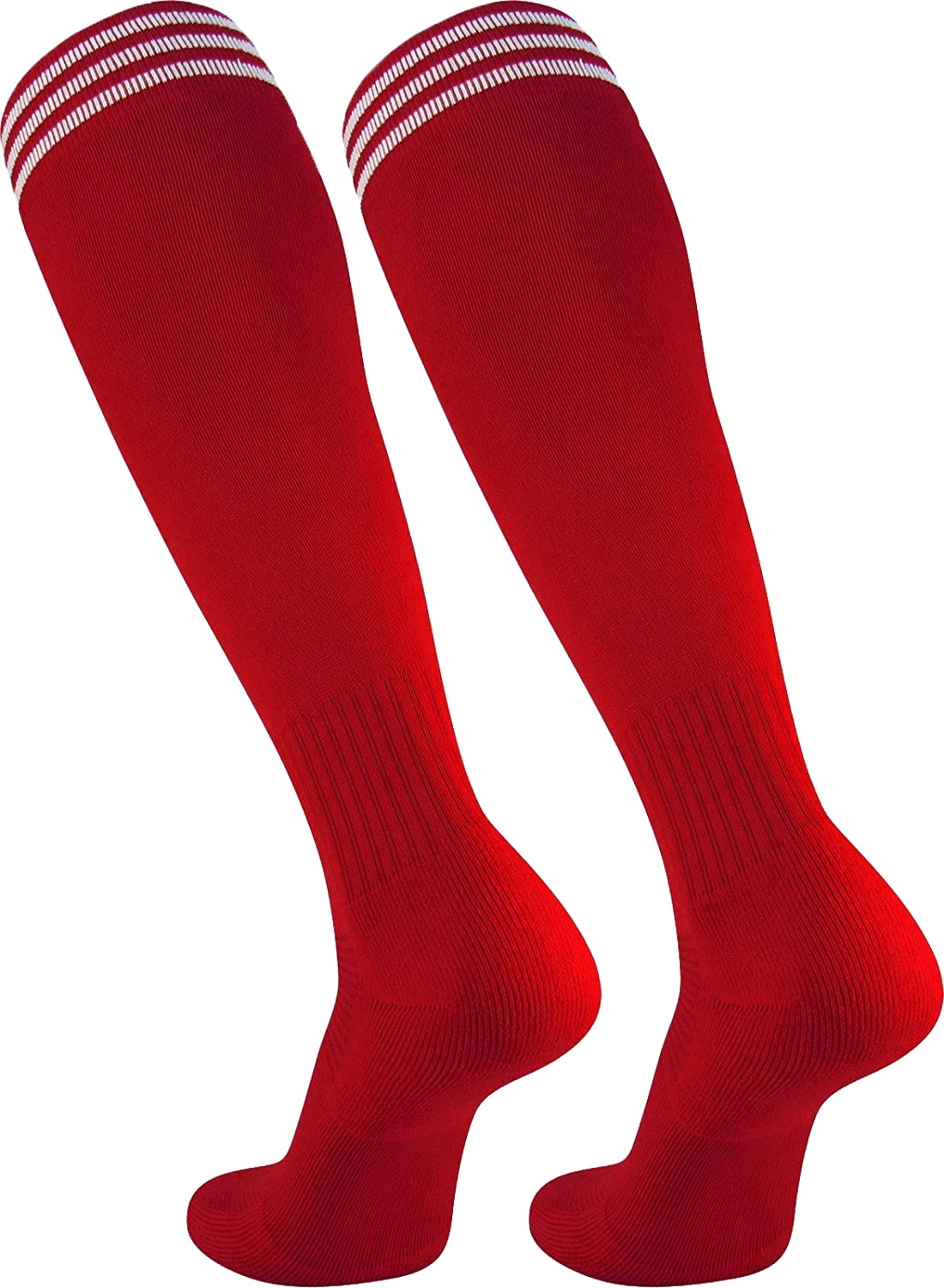 Elite Finale 3 Stripe Soccer Socks (Cardinal/White, Large) - Walmart.com