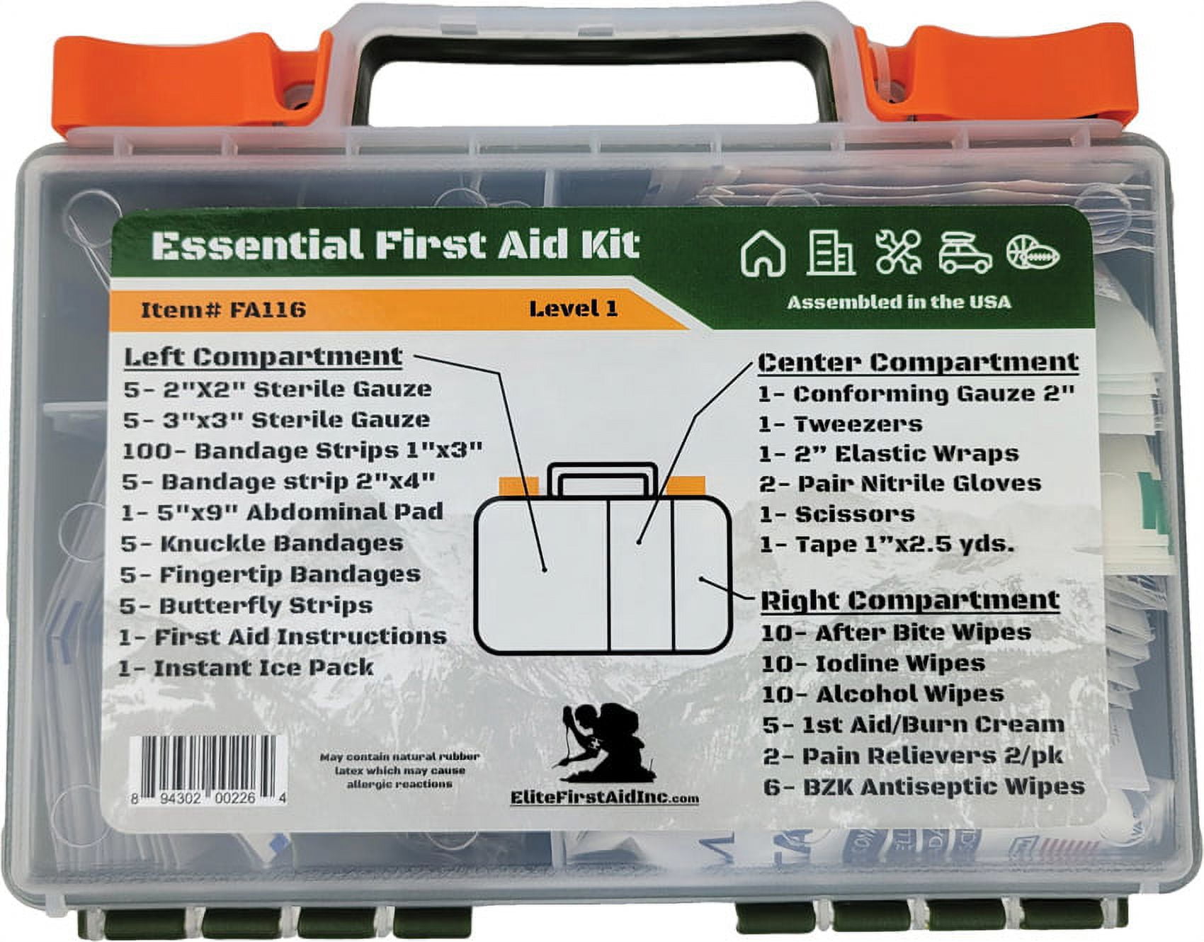 Elite First Aid CFA116 Essentials Level I 189-Piece First Aid Kit ...