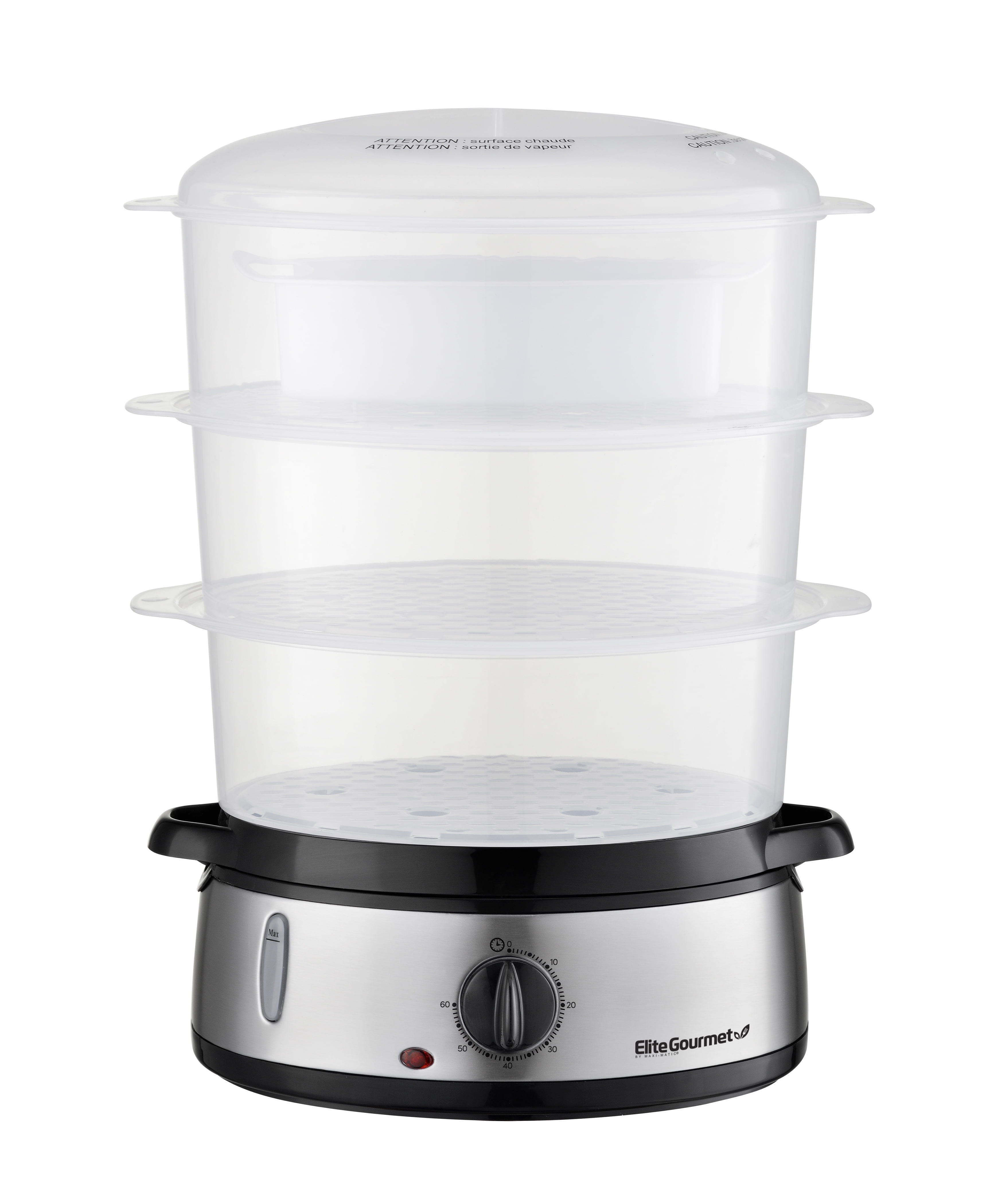 Elite Gourmet 9-quart Stainless Steel 3-Tier Food Steamer - Walmart.com