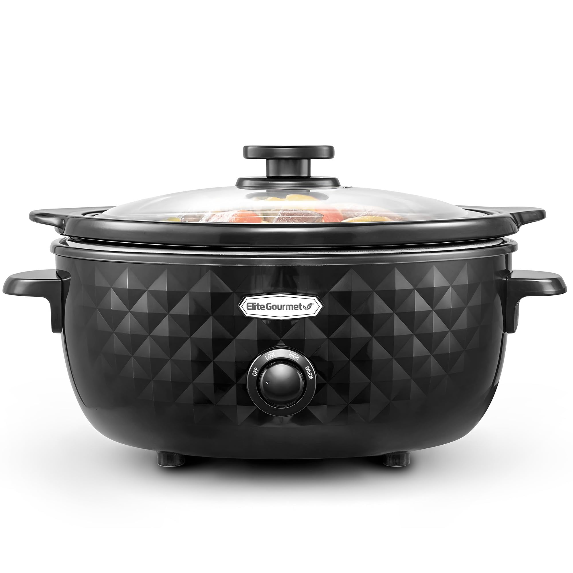 Elite Gourmet Diamond Pattern Slow Cooker Removable Dishwasher-Safe ...