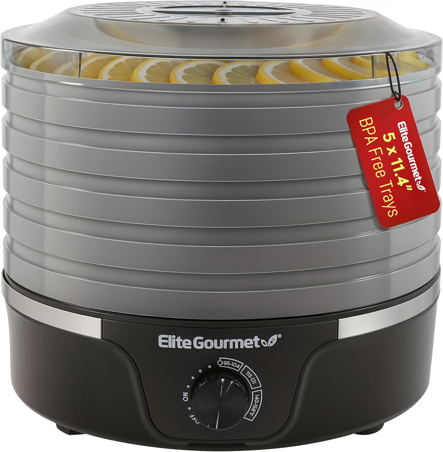 Elite Gourmet EFD319BNG Food Dehydrator, 5 BPA-Free 11.4" Trays ...