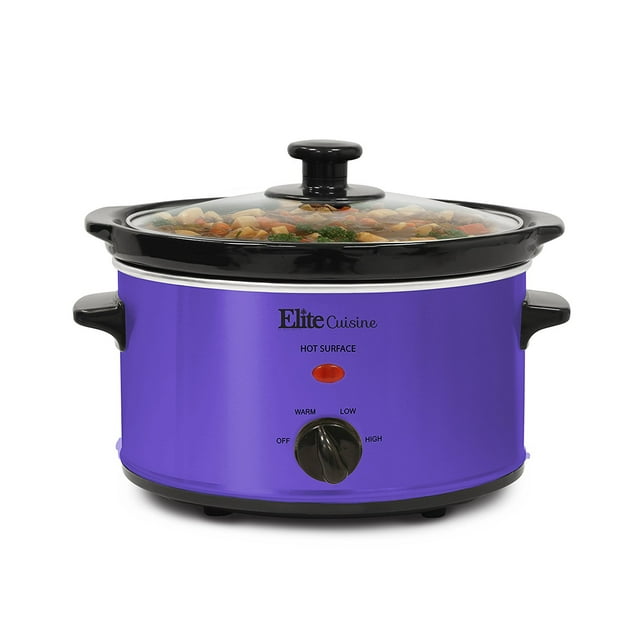 Elite Gourmet Electric Mst 275xp 2 Quart Oval Slow Cooker Purple