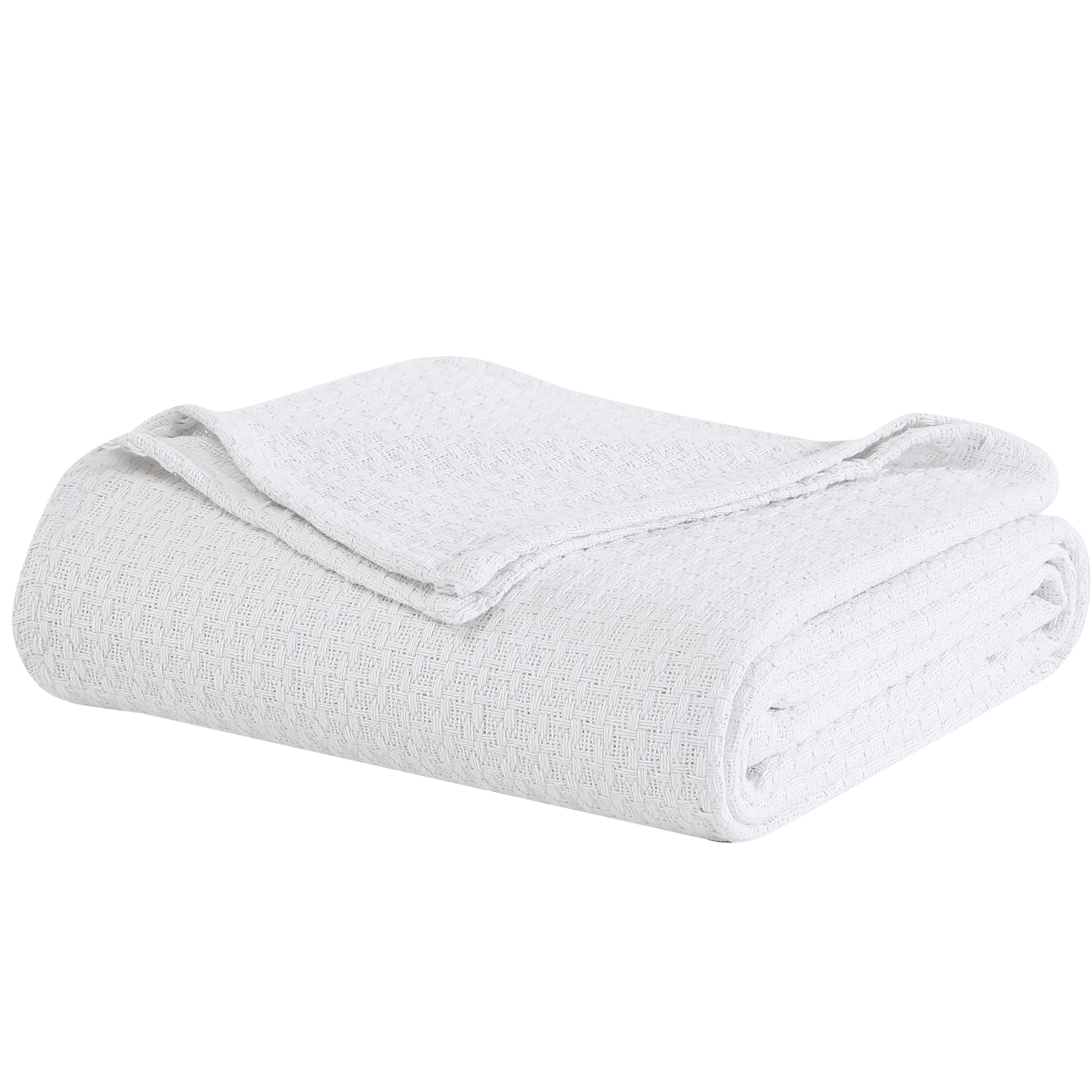 Beatrice Home Fashions, Grand Hotel Woven Cotton Blanket, Twin, White ...
