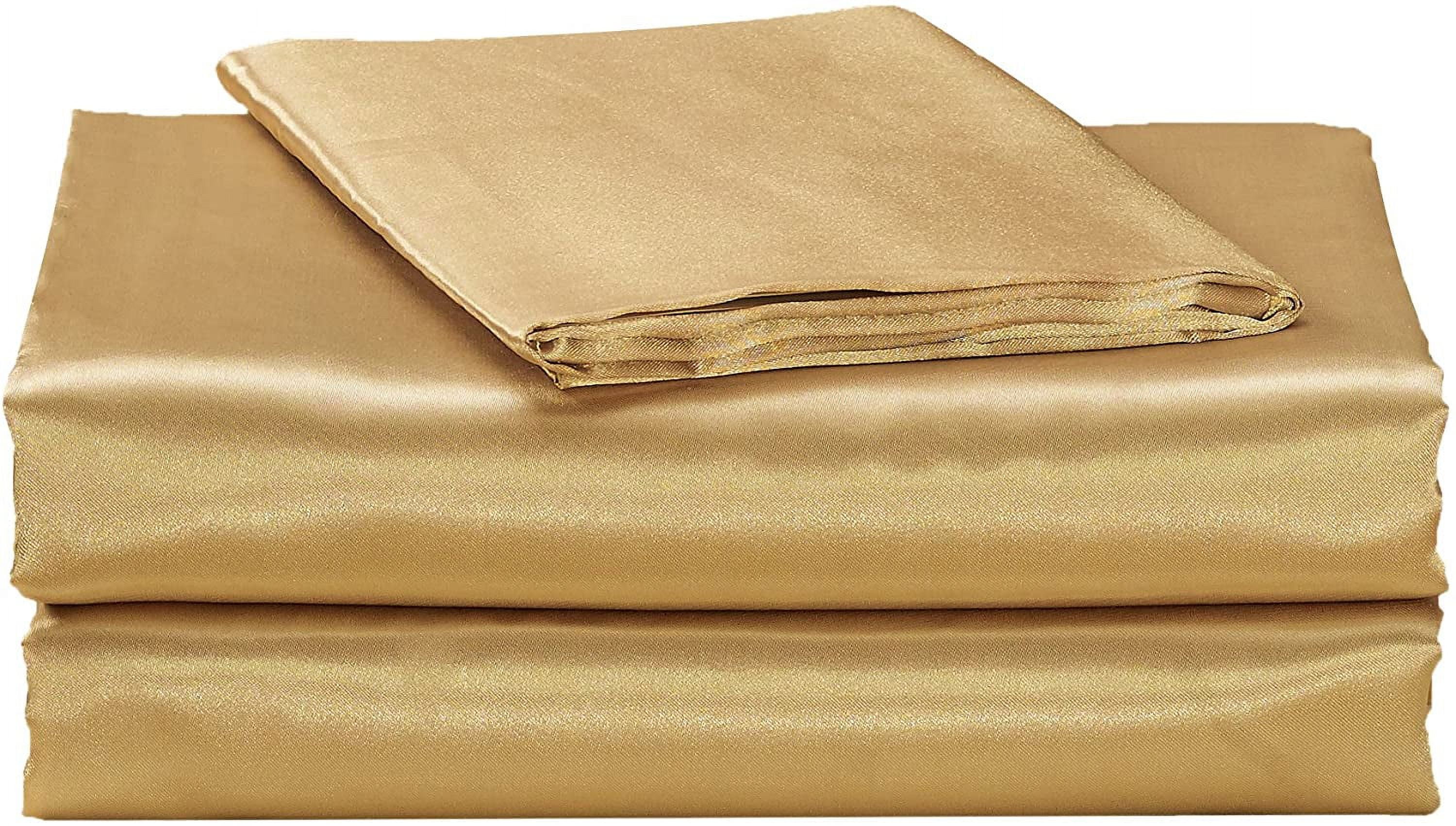 Elite Home Products 4 Piece Super Soft and Silky Satin Sheet Set (Solid ...