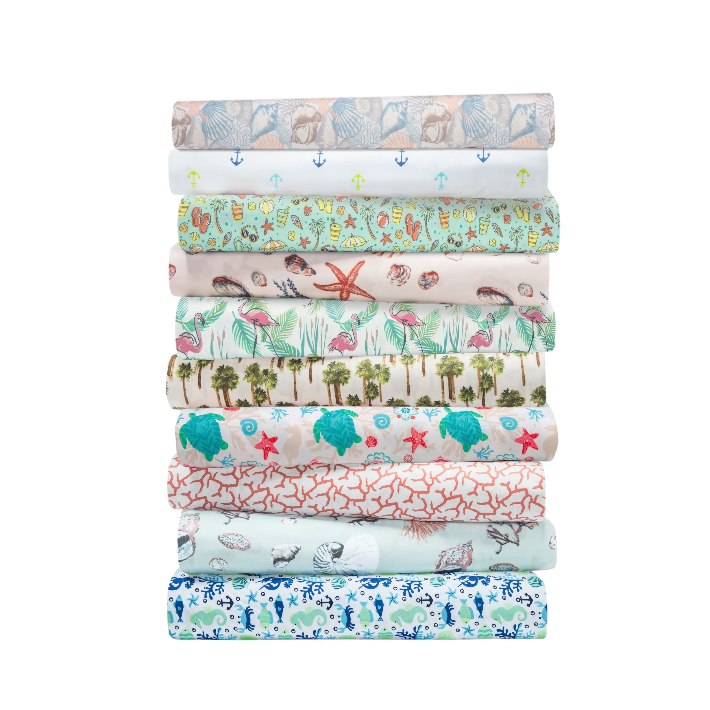 Collections Etc Coastal Print Sheet Set Hampton Full Microfiber ...