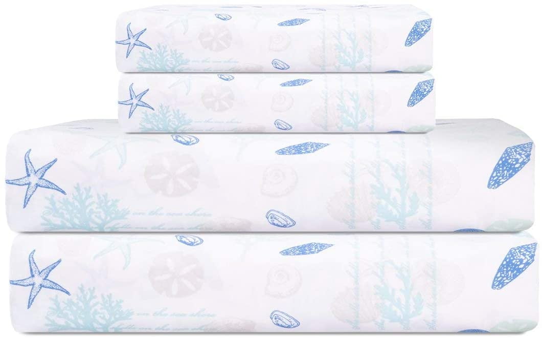 Elite Home Products Inc. Coastal Microfiber Print Sheet Sets, Hampton ...