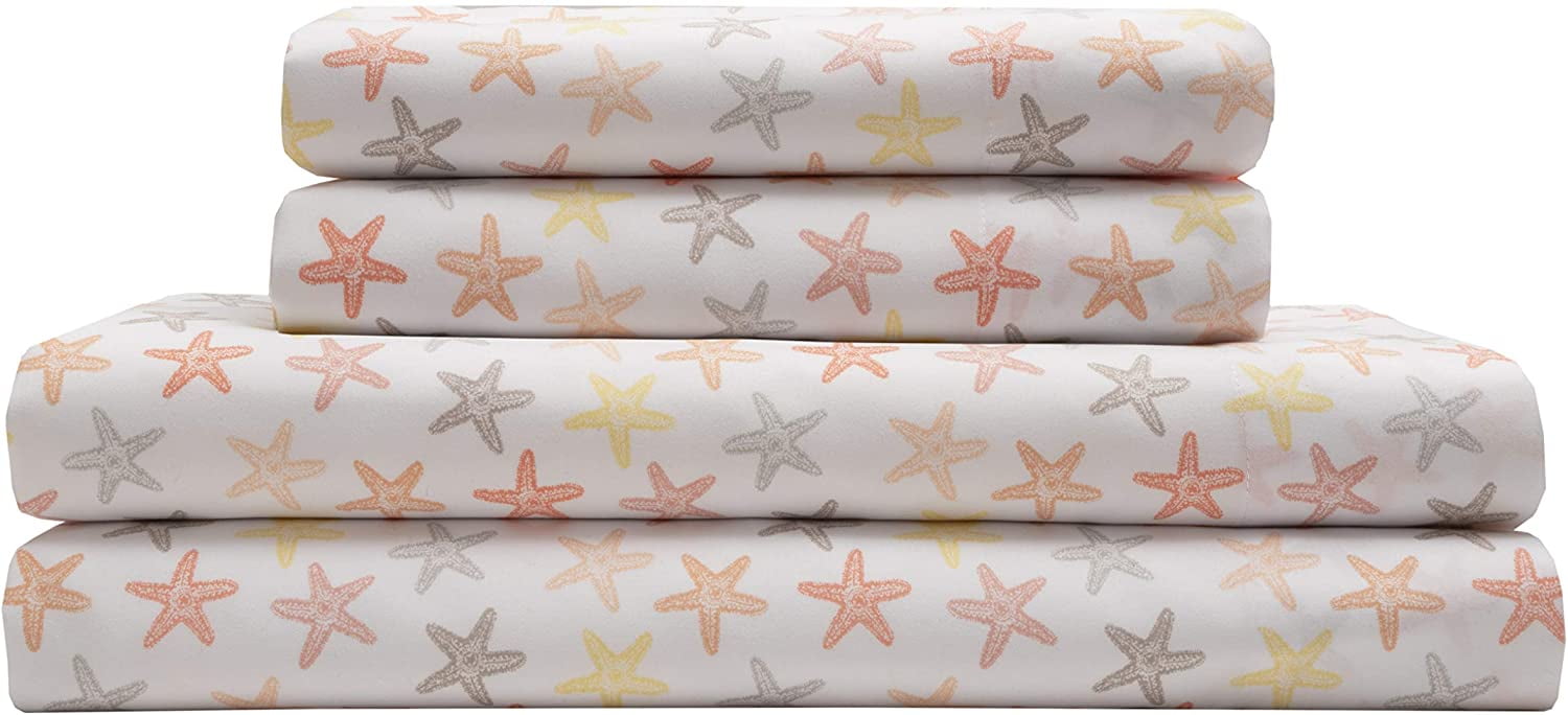 Elite Home Products Inc. Coastal Microfiber Print Sheet Sets, Seastar ...