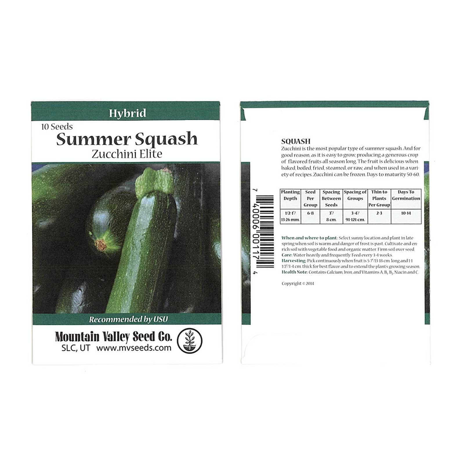 Elite Hybrid Zucchini Summer Squash Garden Seeds - 10 Seeds - Non-GMO ...