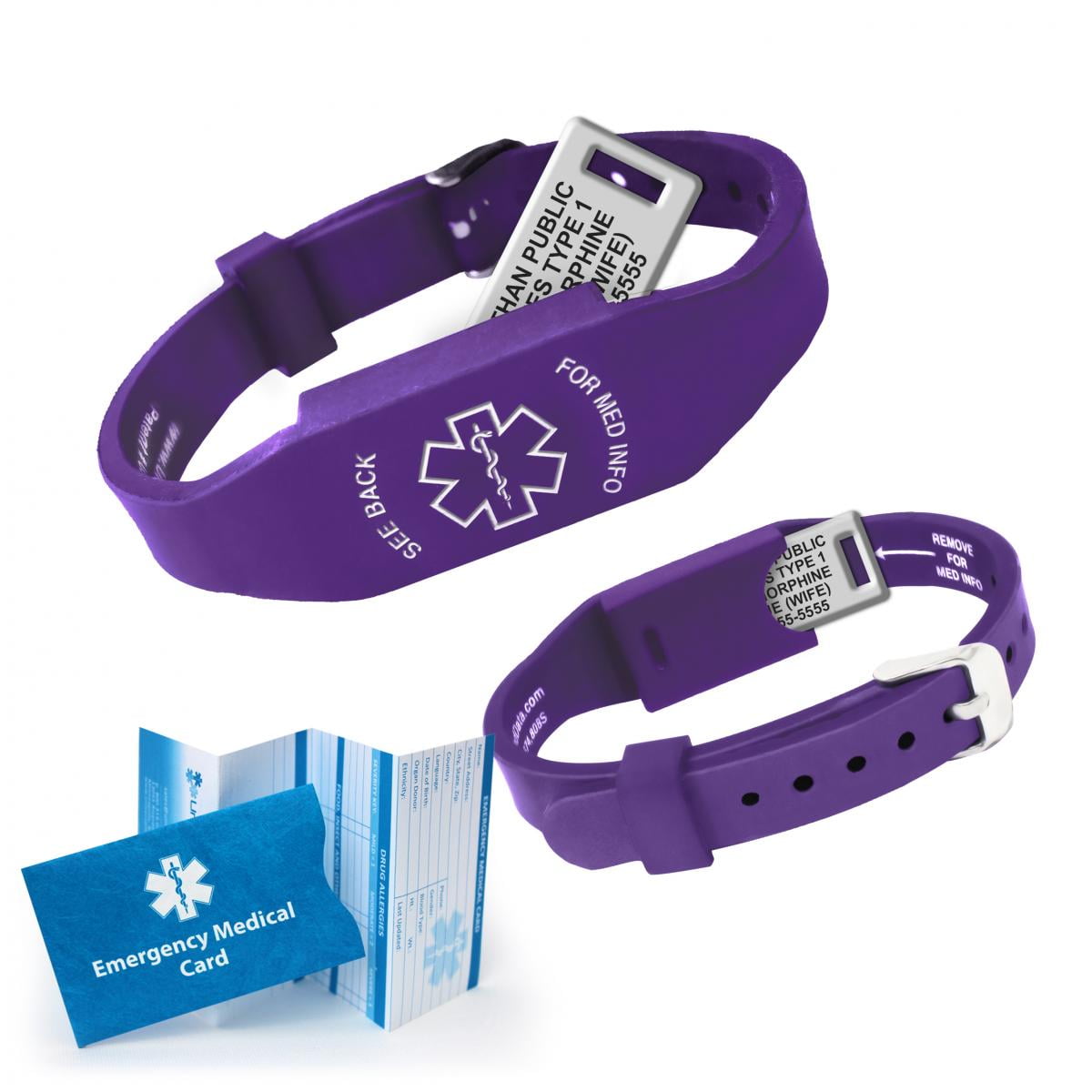 Elite II Medical ID: Waterproof Hypoallergenic Silicone Wristband 10 ...