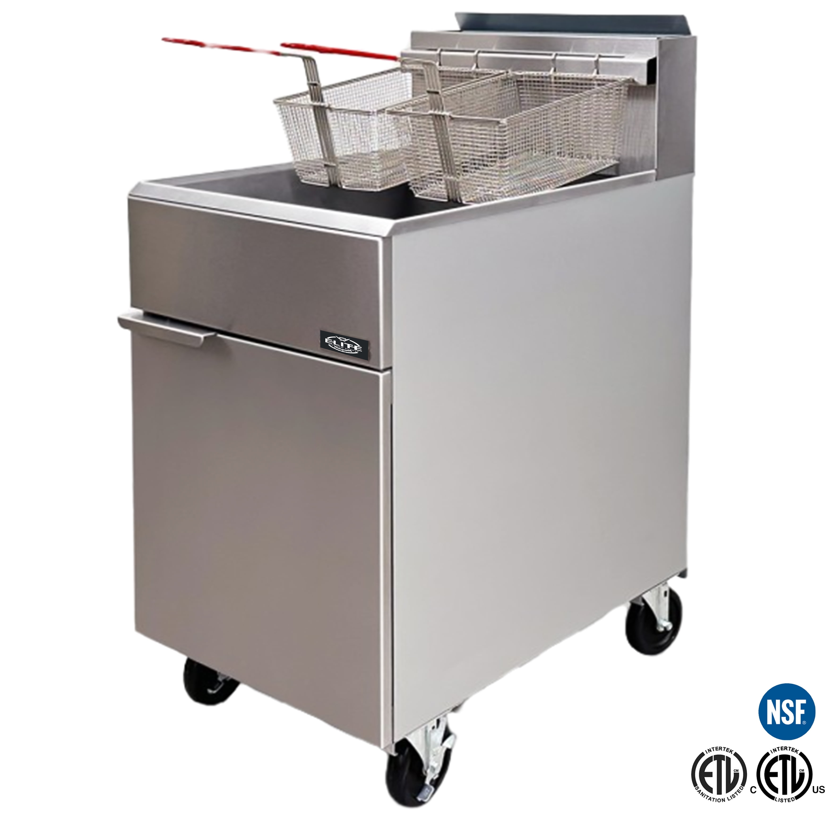 Elite Kitchen 70 lbs Capacity Commercial Deep Fryers 150,000 BTU Dual ...