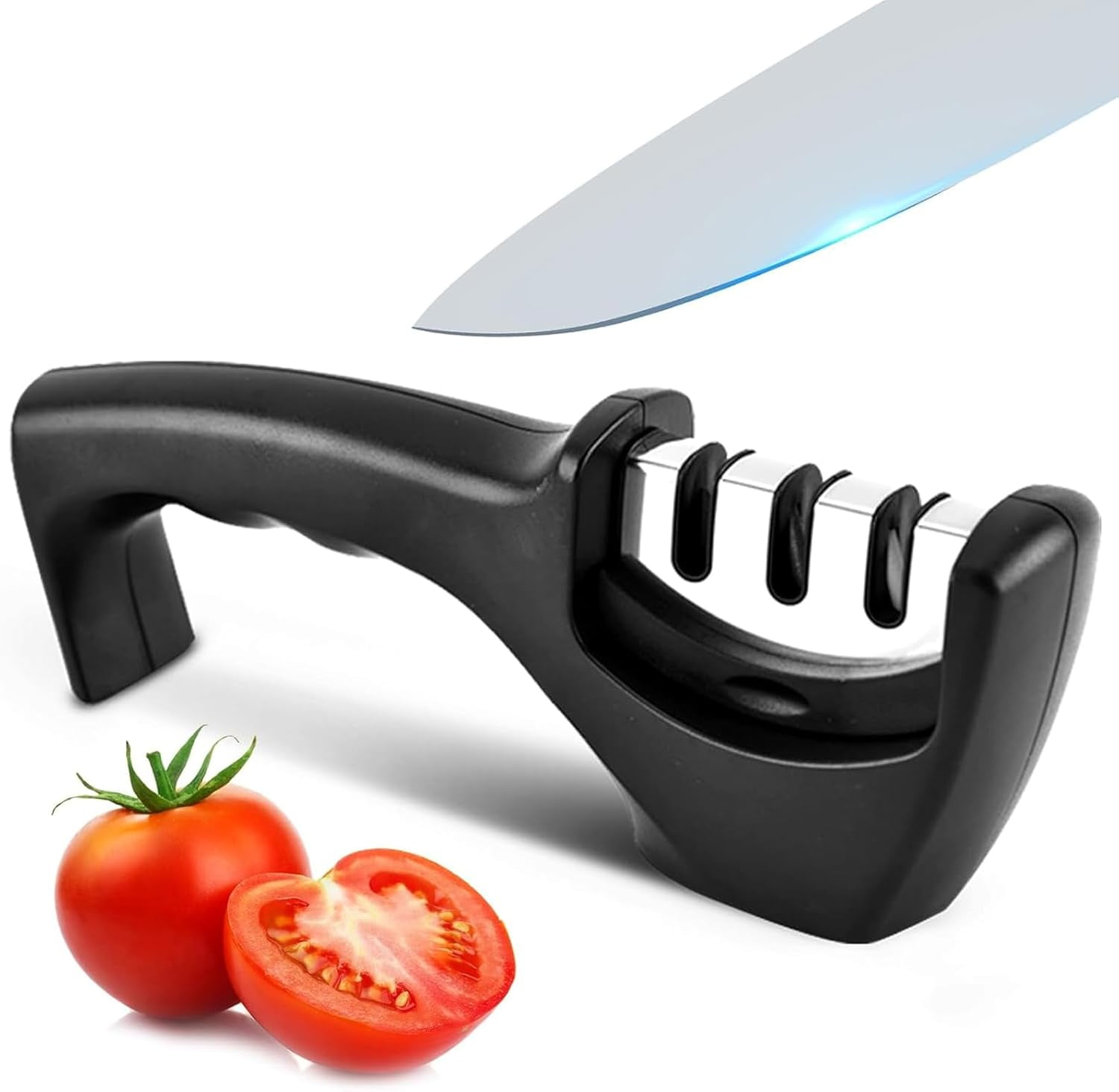 Elite Kitchen Knife Sharpener with 3 Stages, Professional Manual Blade ...