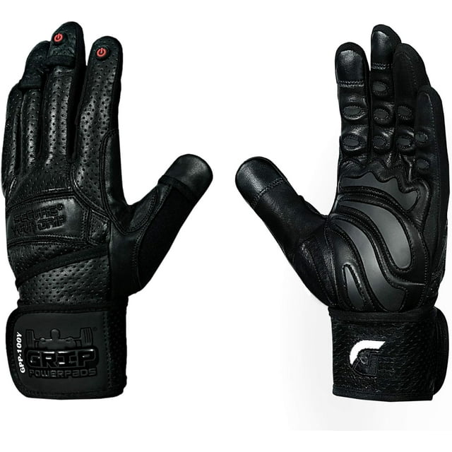 Elite Leather Gym Gloves with Built in 2" Wide Wrist Wraps Grip ...