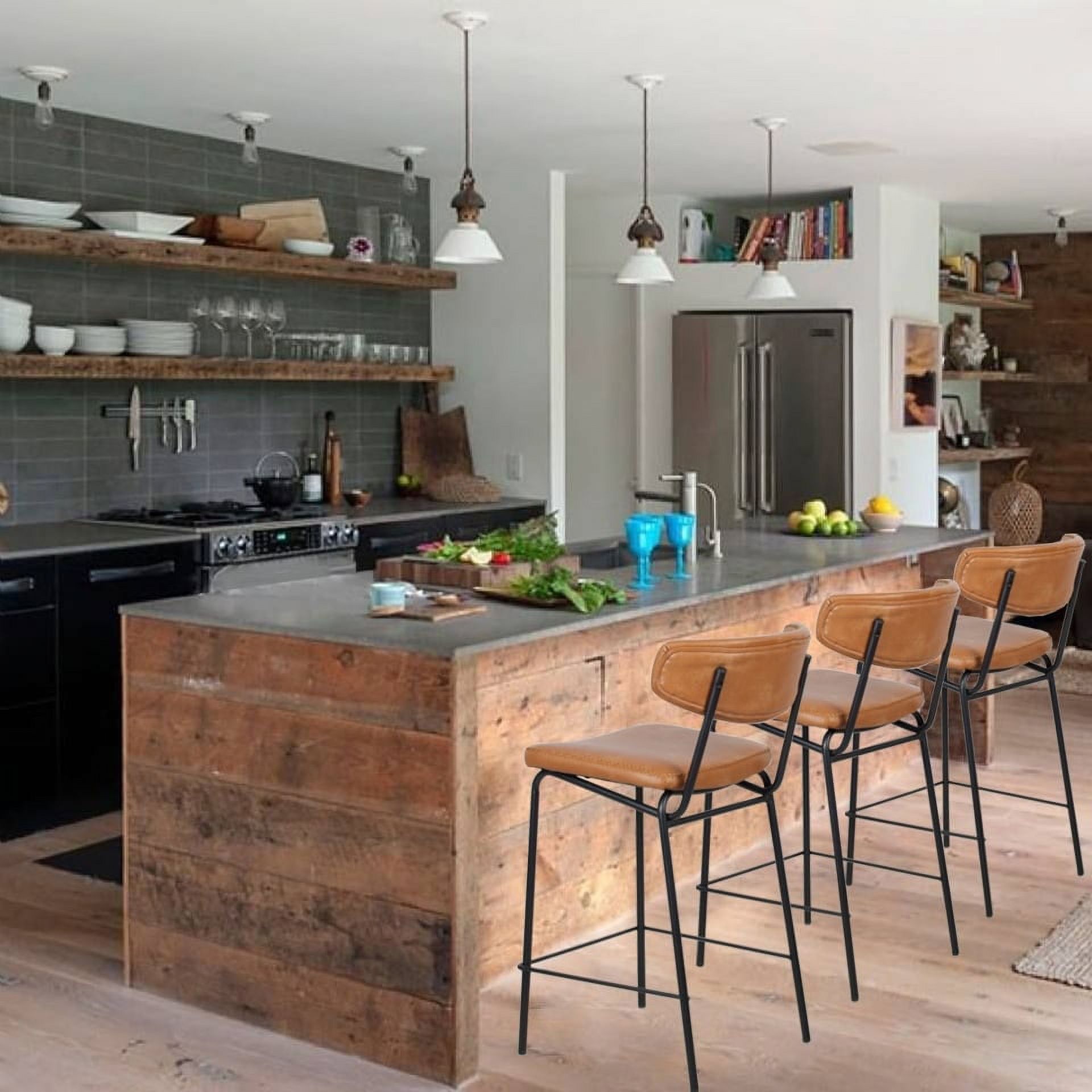 Elite Living Ingrid Modern Faux Leather & Metal Bar/Counter Stool (29/ ...