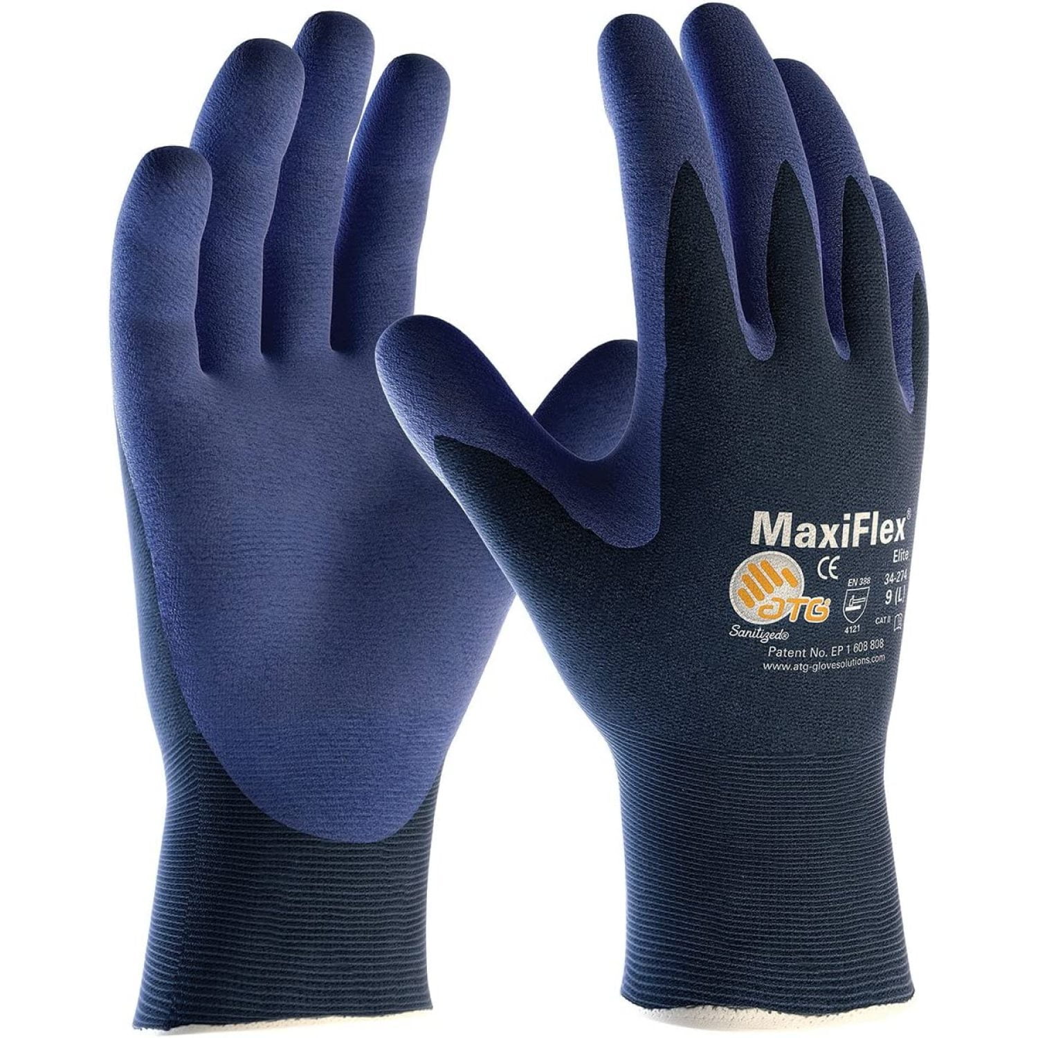 Elite MaxiFlex 34-274 Ultra Light Weight Nitrile Coated Grip Glove Size ...