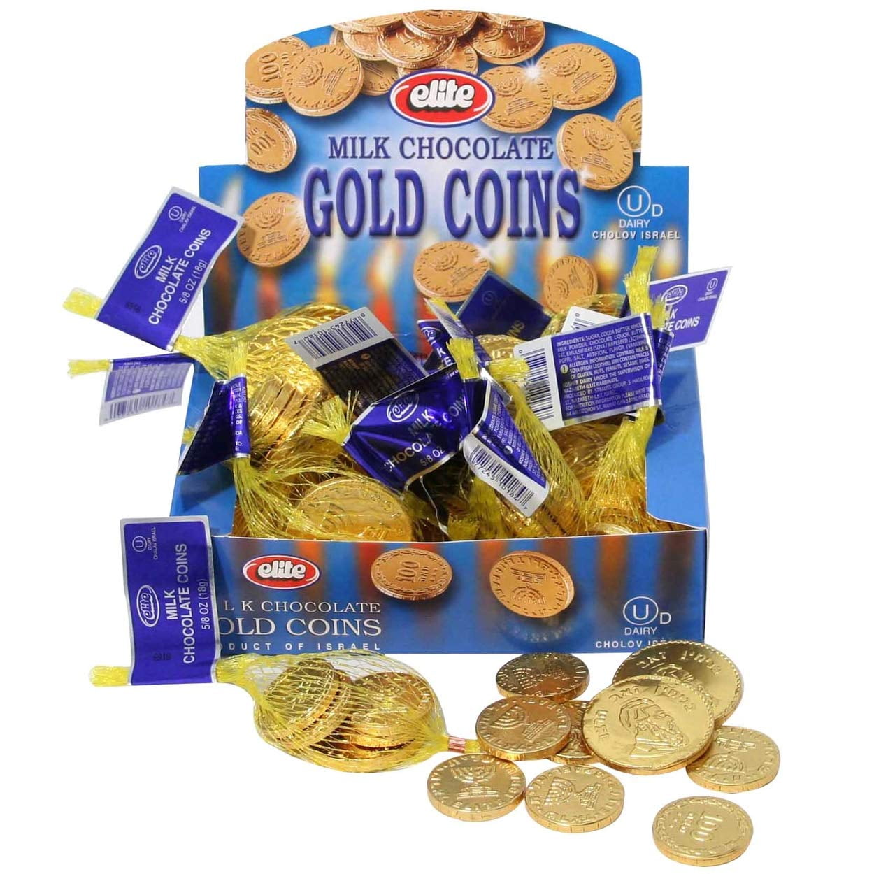 E-Lite Milk Chocolate Coins, 24ct, Kosher Dairy, Chanukah Party Decor ...