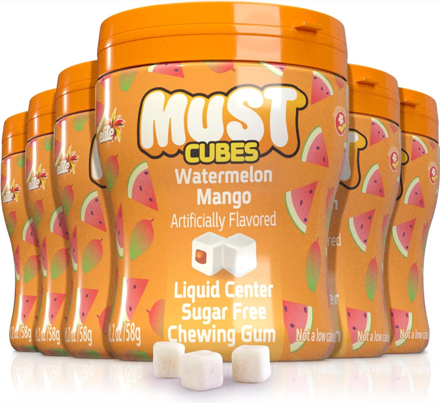 Elite Must Watermelon Mango Sugar Free Cube Gum, 2oz (6 Pack) | Gum ...