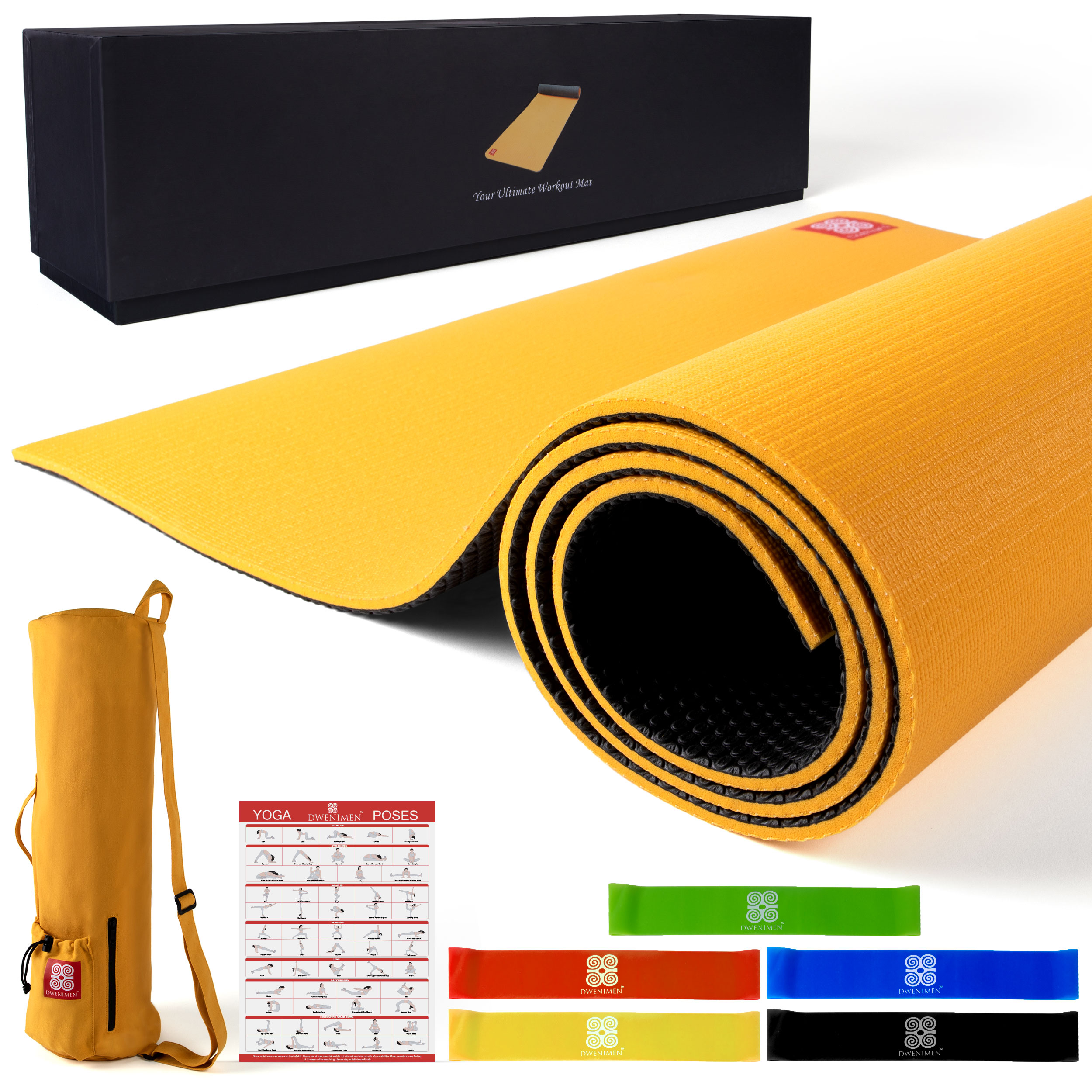 BalanceFrom 7-Piece Set - Include Yoga Mat with Carrying Strap, 2 Yoga ...