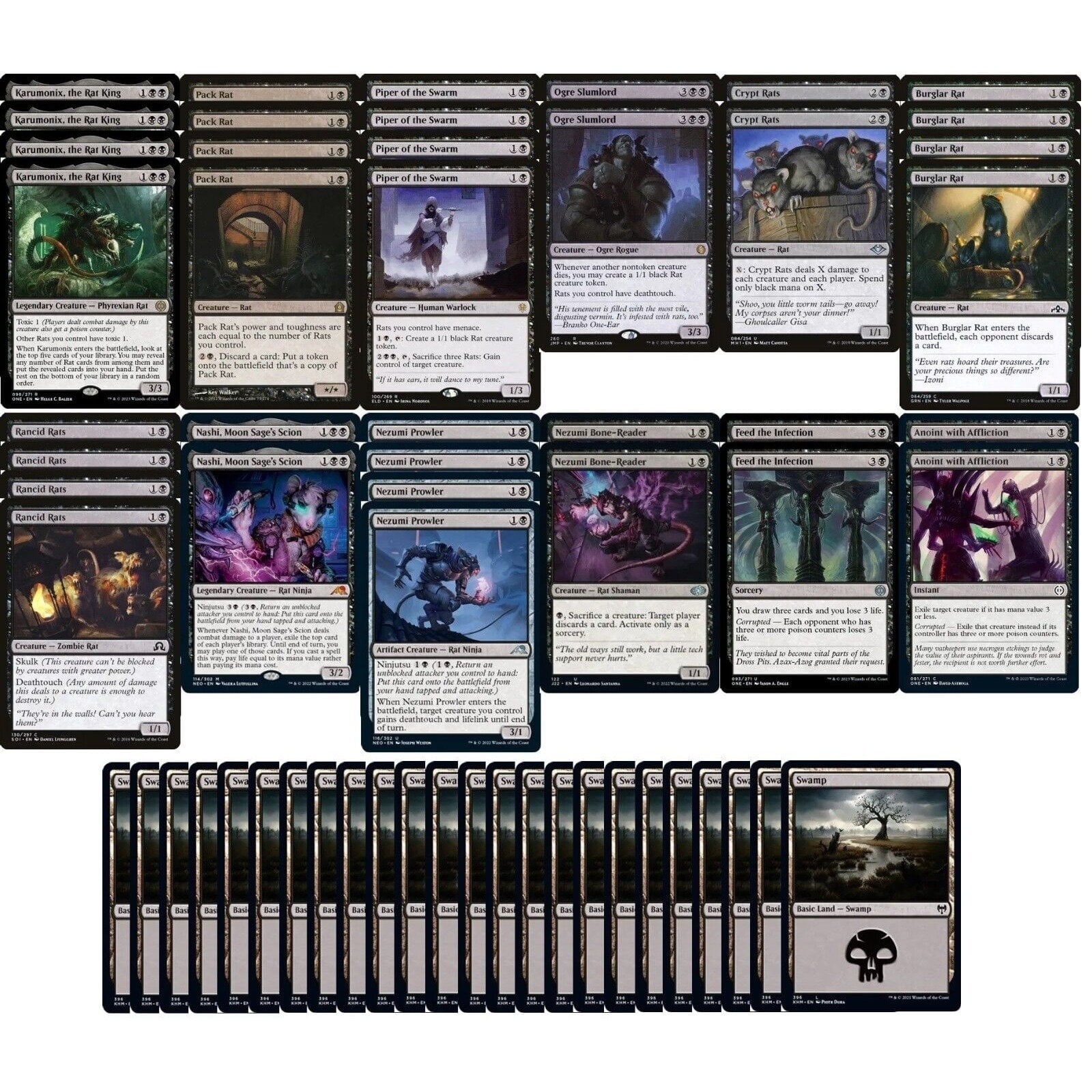 Elite Rat Deck - Discard - Mono Black - Powerful - Modern - 60 Card MTG ...