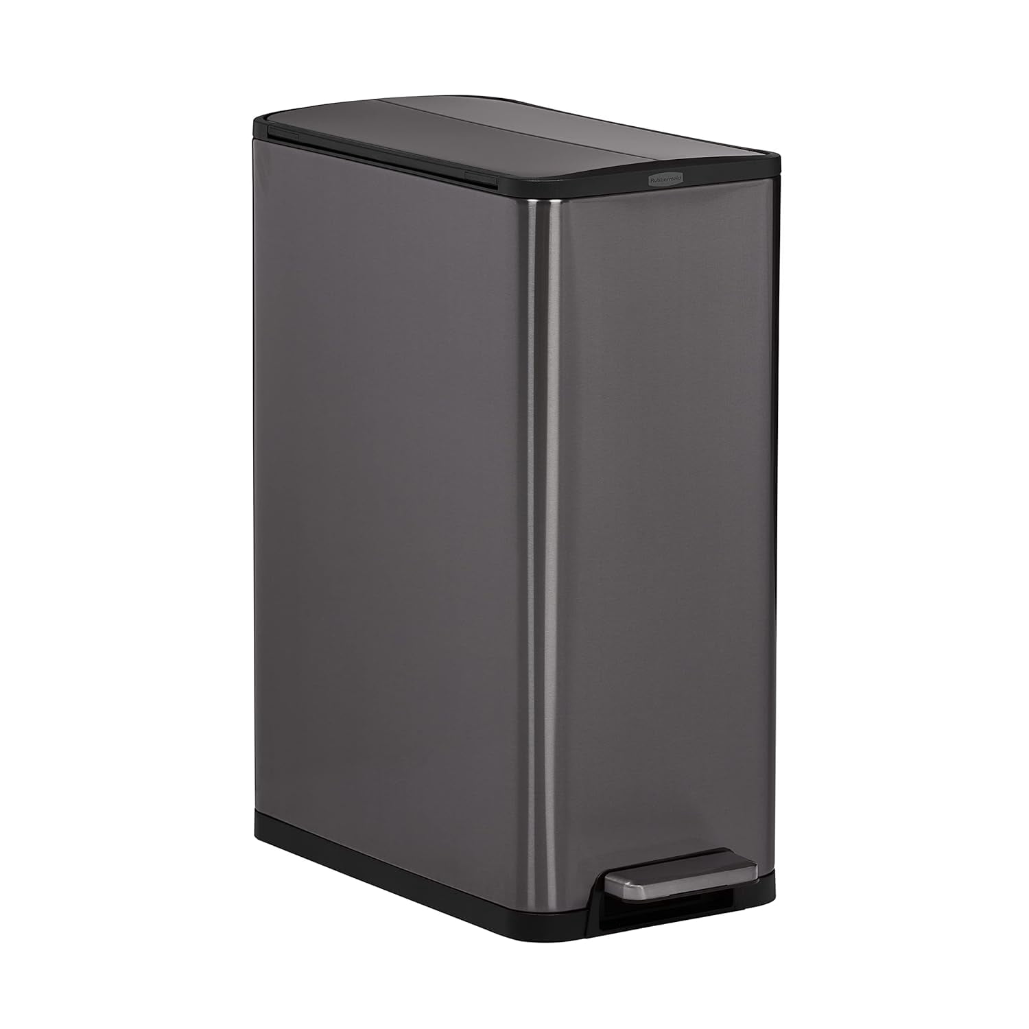 Elite Stainless Steel Slim Step-On Trash Can 12 Gallon Charcoal ...