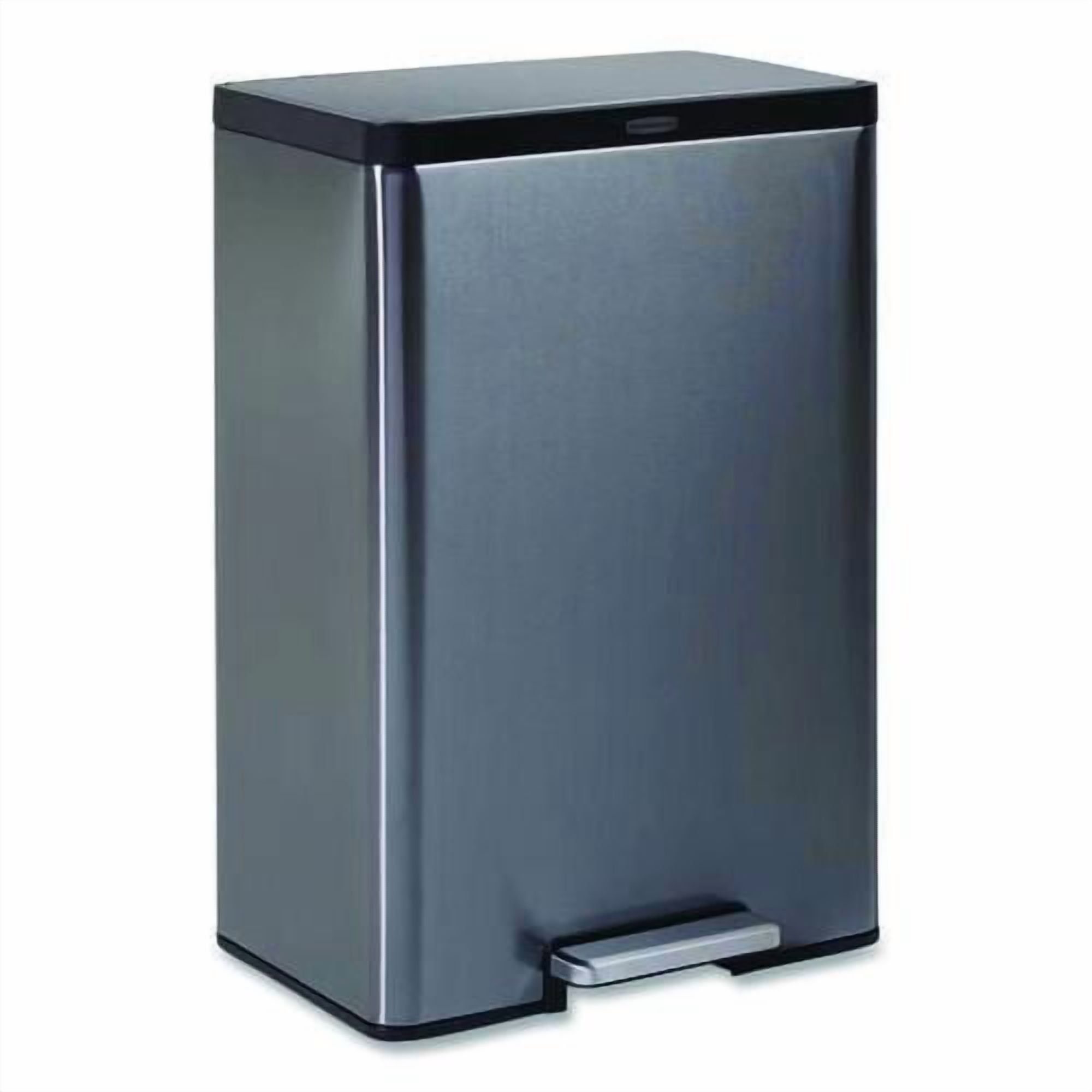 Elite Step-On Trash Can, 12 gal, Metal, Charcoal Stainless Steel/Black ...