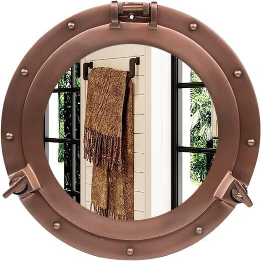 Elite Store Aluminum Porthole Mirror and windows, plated with brass (15 ...