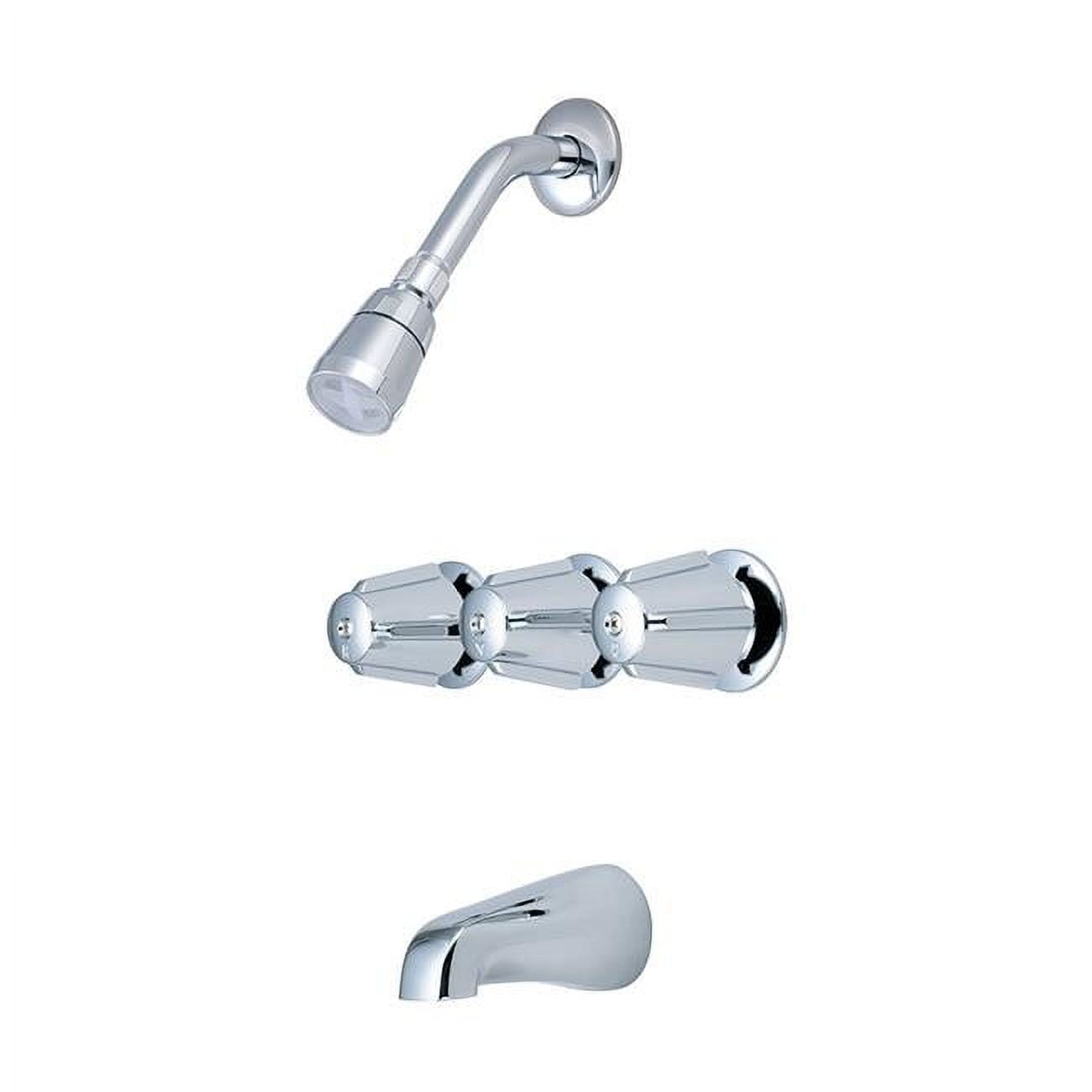 Elite Three Handle Tub & Shower Set - Chrome - 8in. Cast Brass Valve ...