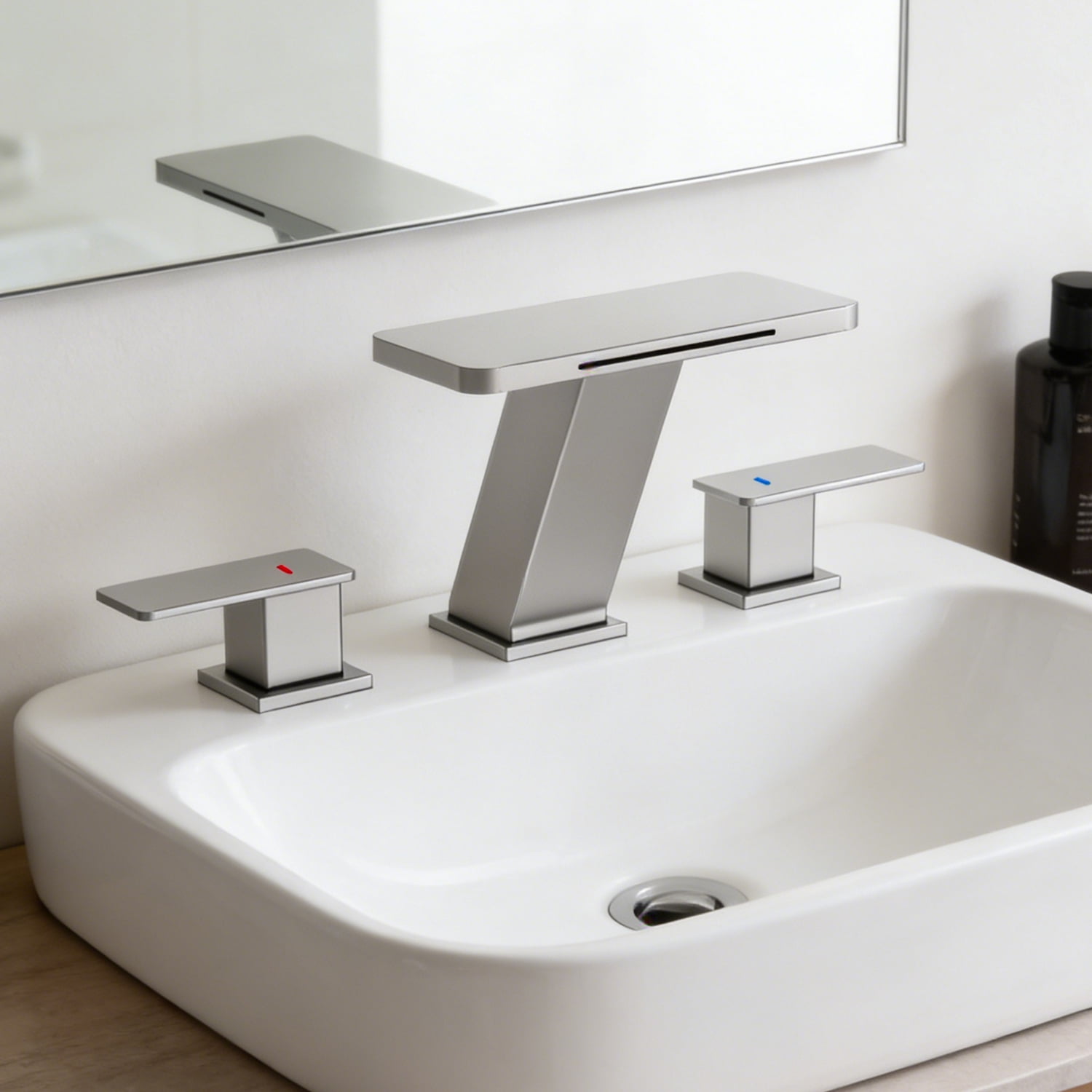 Elite Waterfall 8 in. Widespread 2-Handle Bathroom Faucet, 3-Hole Sink ...